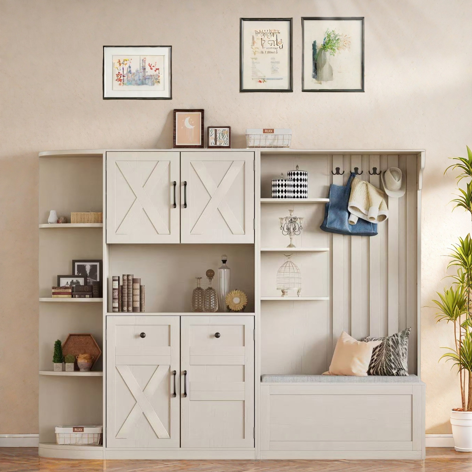 Gracie Oaks 2 In 1 Multifunctional Left-right Combination Hall Tree ...