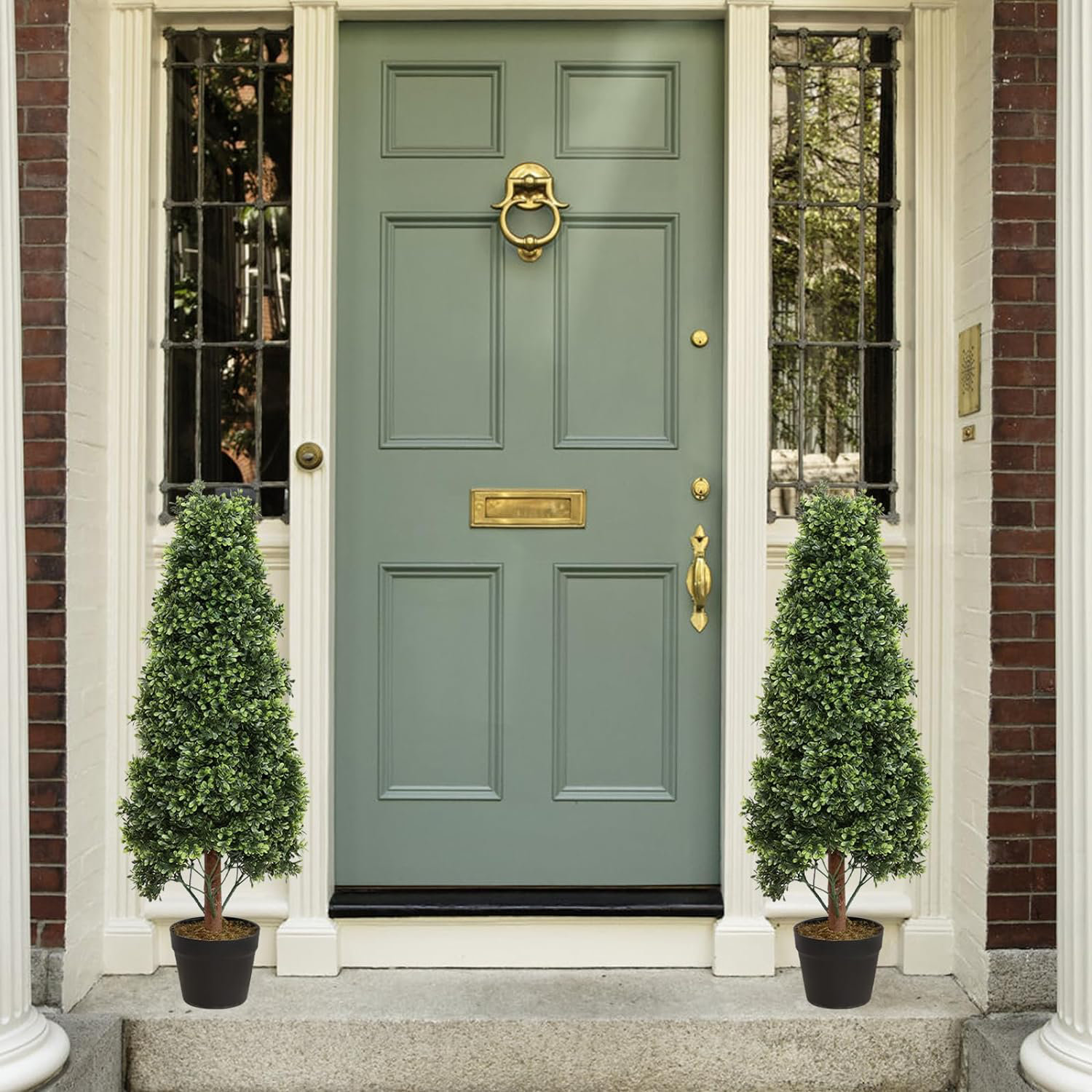 Wildon Home® Artificial Topiaries Boxwood Trees Outdoor, Faux Shrub 2 ...