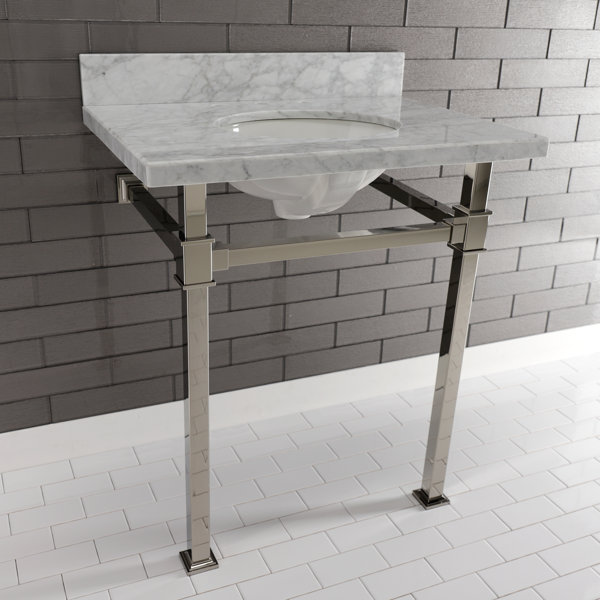 Kingston Brass Monarch 30-Inch Carrara Marble Console Sink with ...