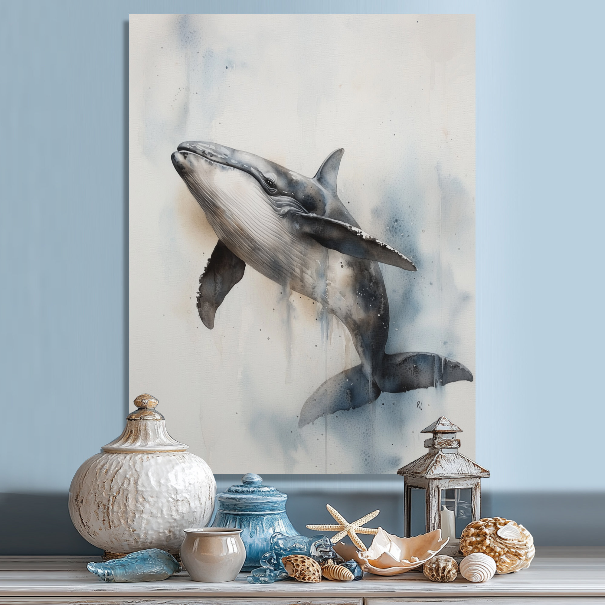 Breakwater Bay Minimalist Whale Wisdom II - Whale Print Wall Art | Wayfair