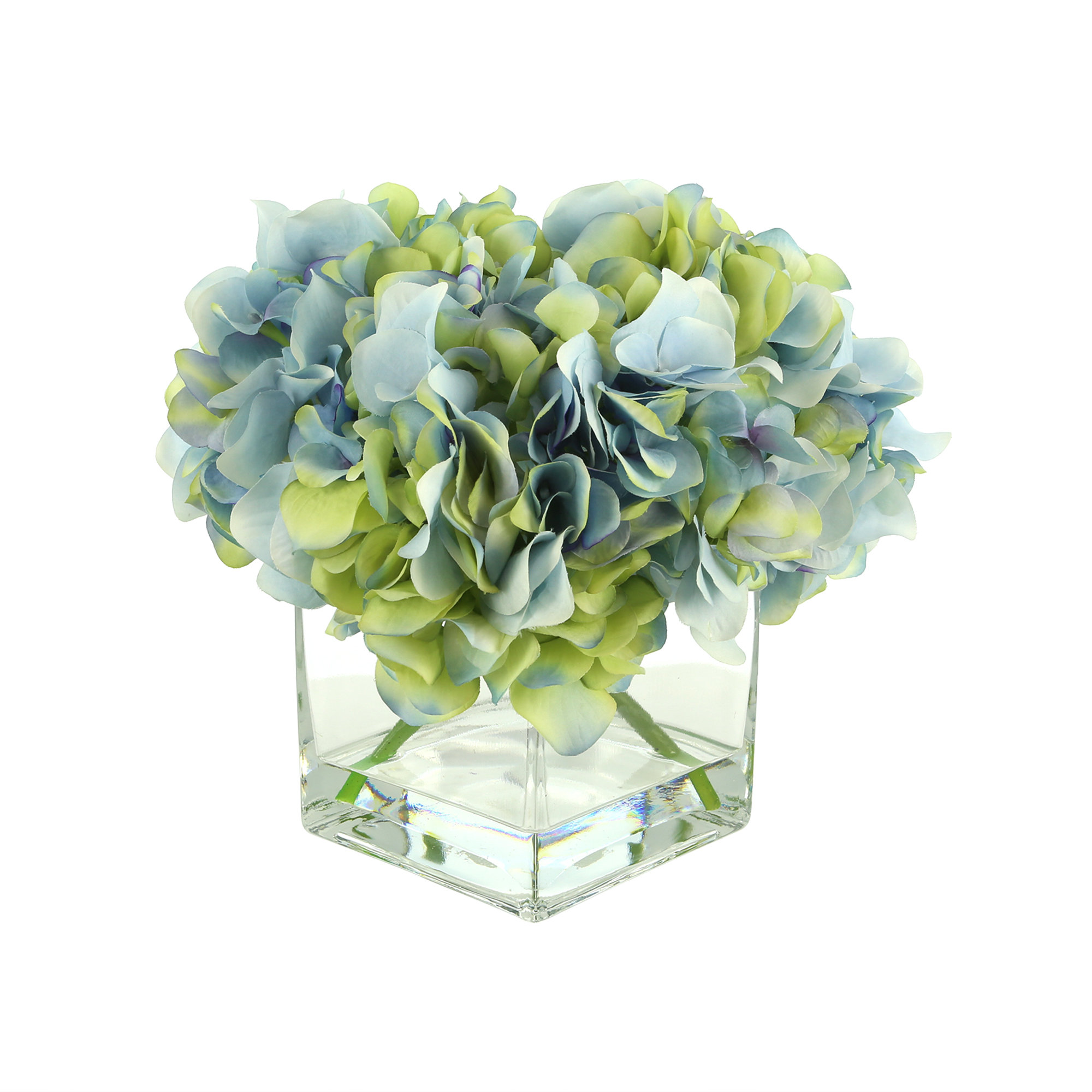 Creative Displays, Inc. Hydrangea Floral Arrangements in Square Glass ...