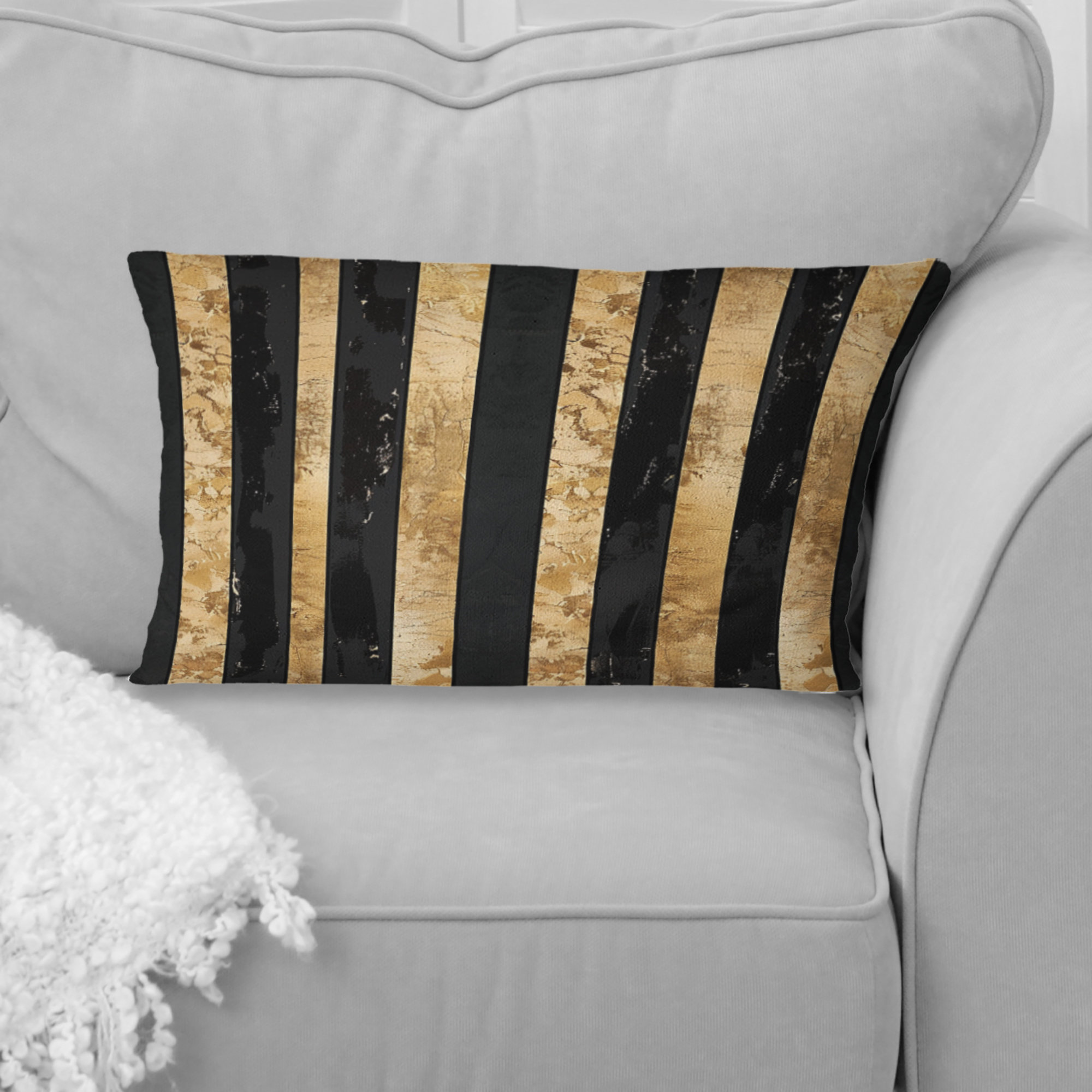 Design Art Glamorous Pinstripe - Glam Lumbar Pillow | Wayfair