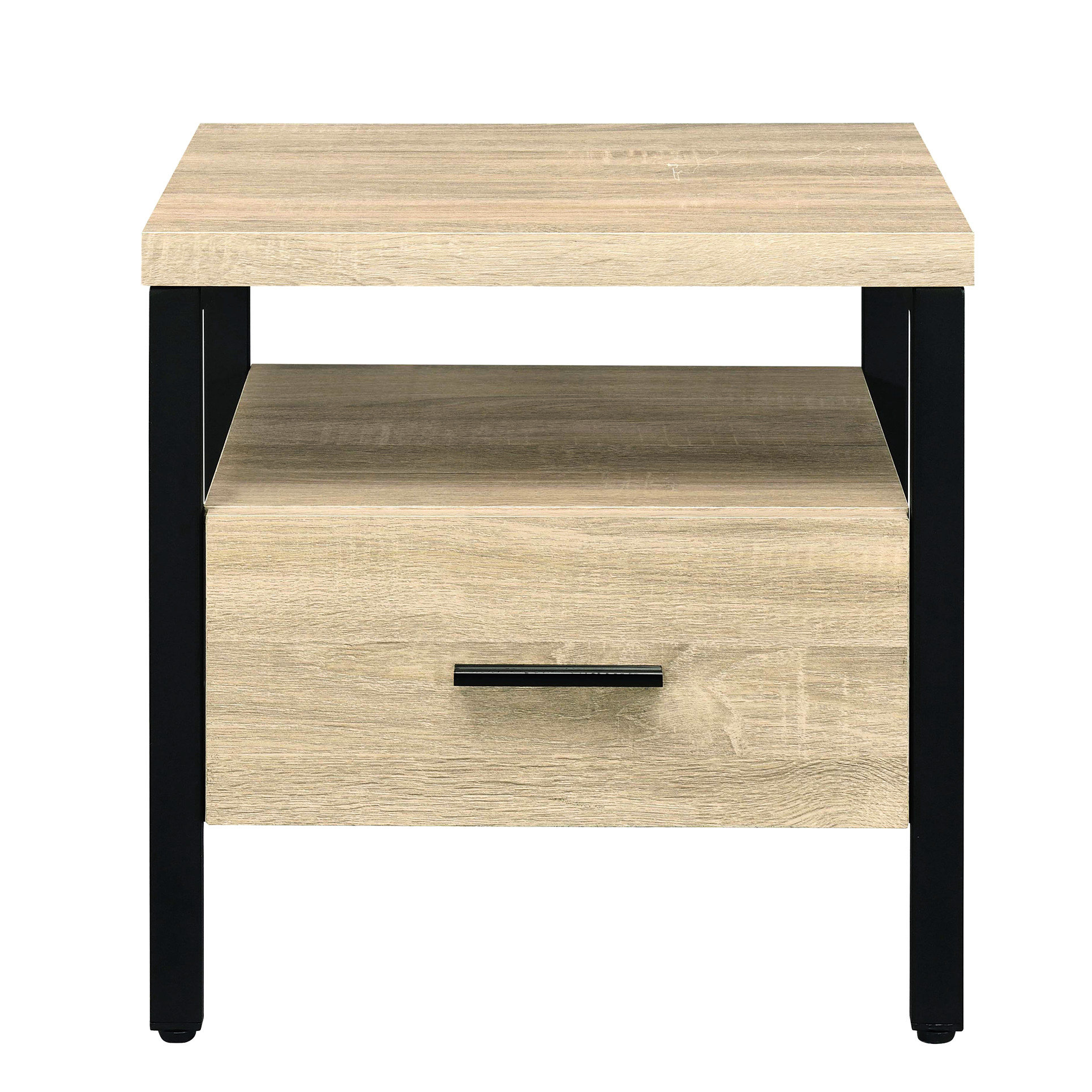 Ebern Designs Oak And Black Accent Table With Drawer - Ideal For Home ...