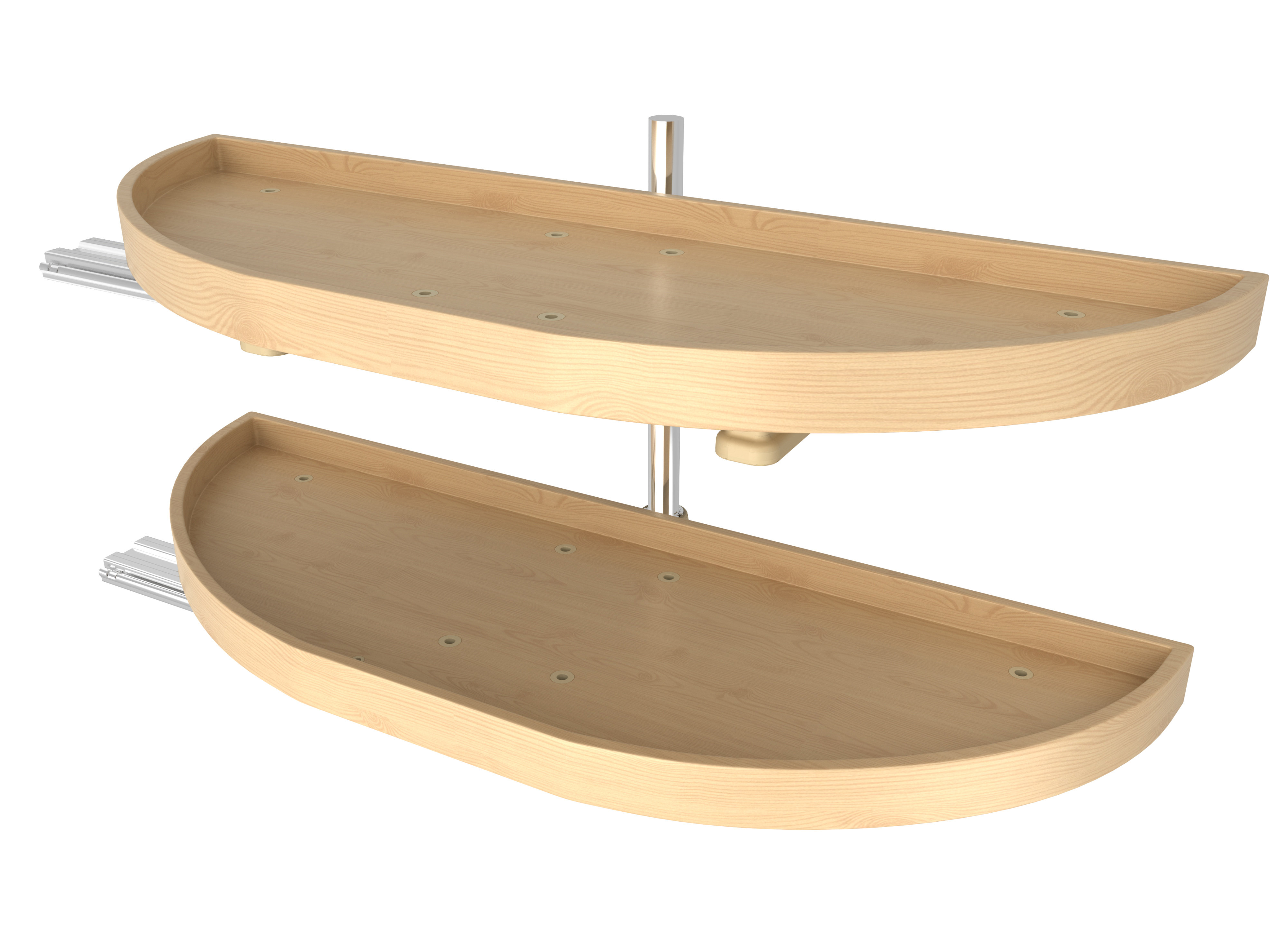 Rev-A-Shelf Natural Wood Pivot And Slide Half-Moon 2-Shelf Organizer ...
