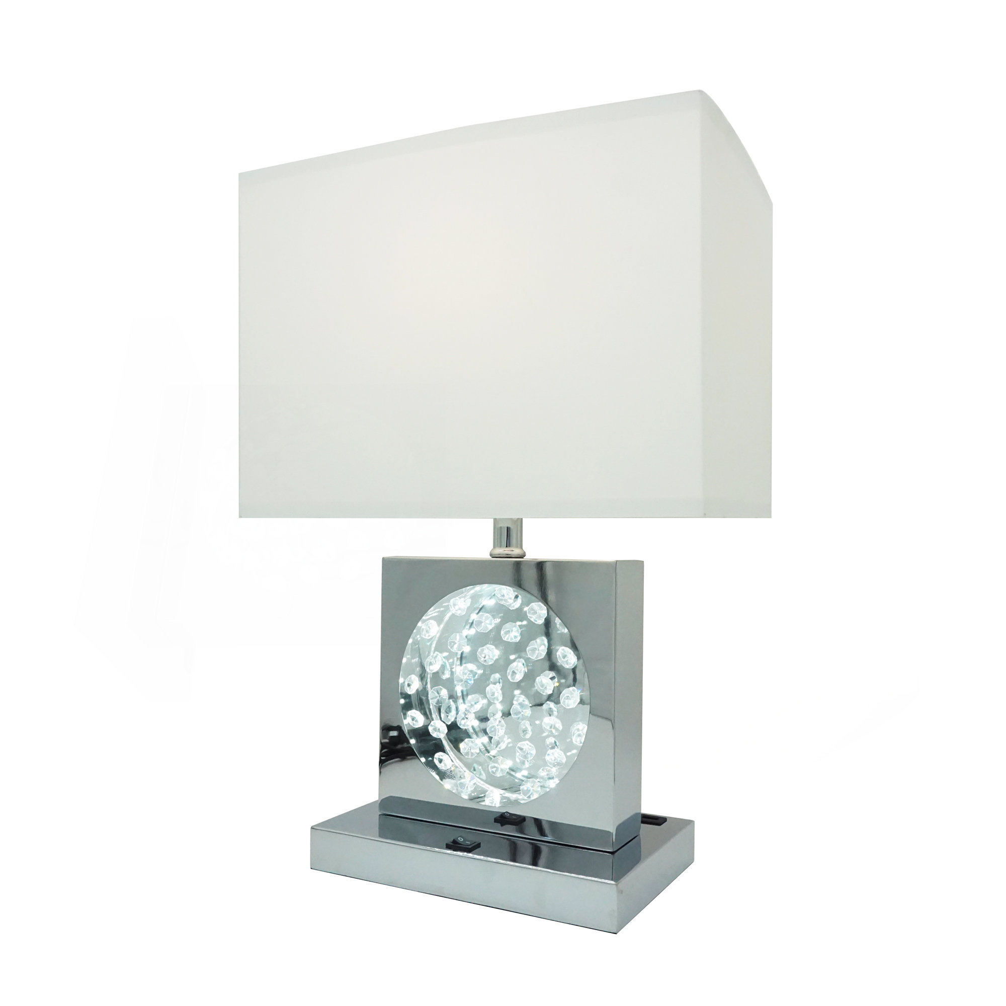 Everly Quinn 22"H CHROME SQUARE CRYSTAL CENTERPIECE with Night Light ...