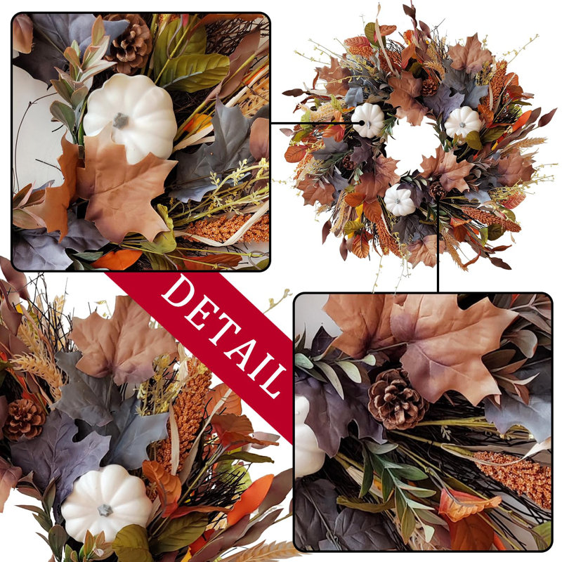 One Allium Way® 24 inch Autumn or Thanksgiving Fall Wreath Decor for ...