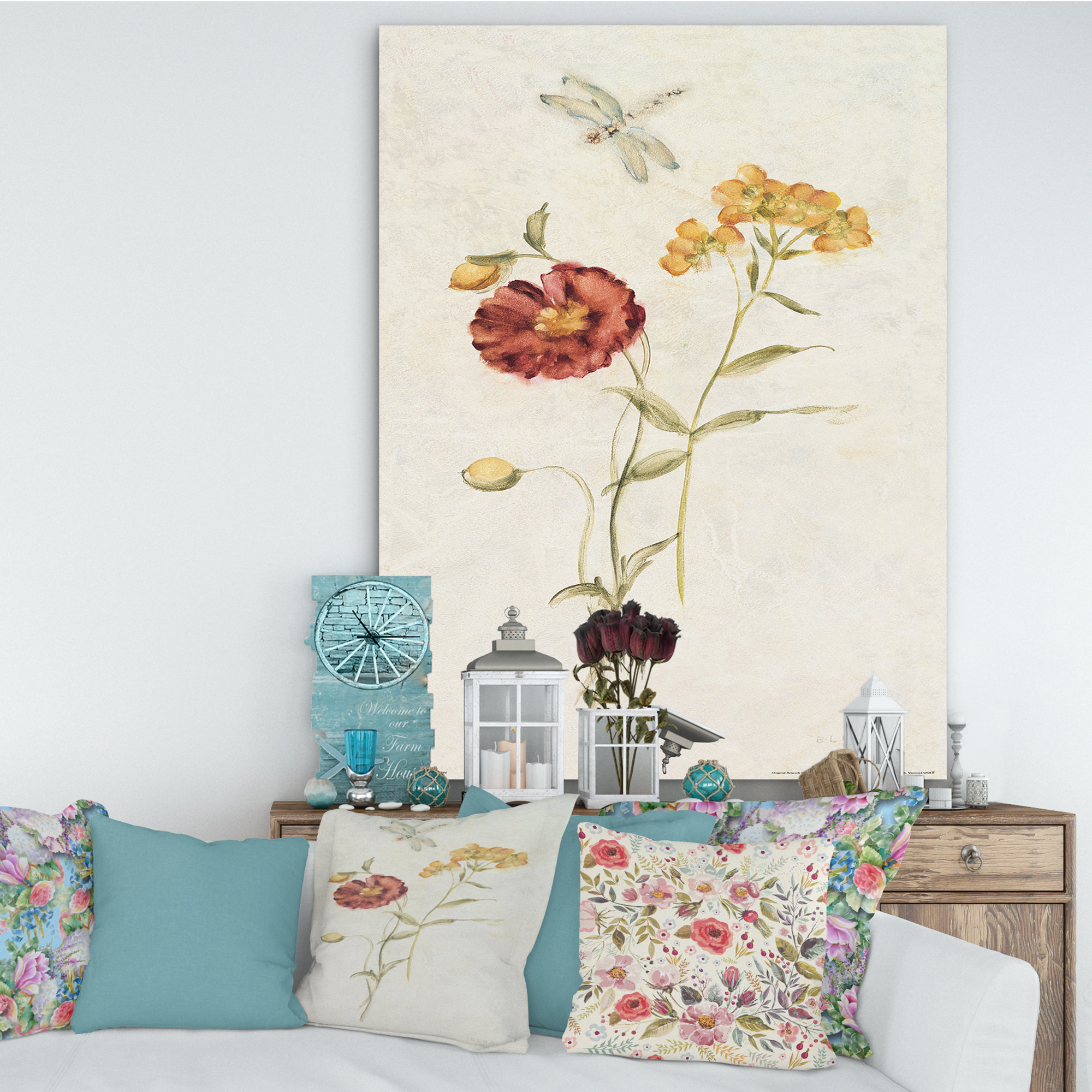 East Urban Home Wild Simple Wallflowers III - Wrapped Canvas Painting ...