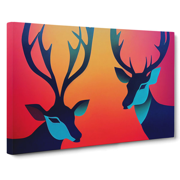 Alpen Home Two Abstract Stags Vol.3 - Wrapped Canvas Print | Wayfair.co.uk