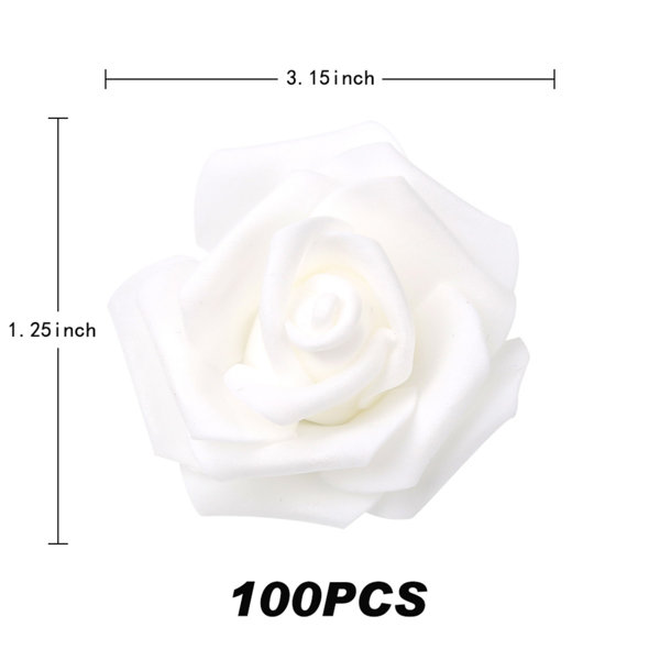 Primrue 100 Pcs Artificial Rose Flower Heads, 3In Real Looking Foam ...