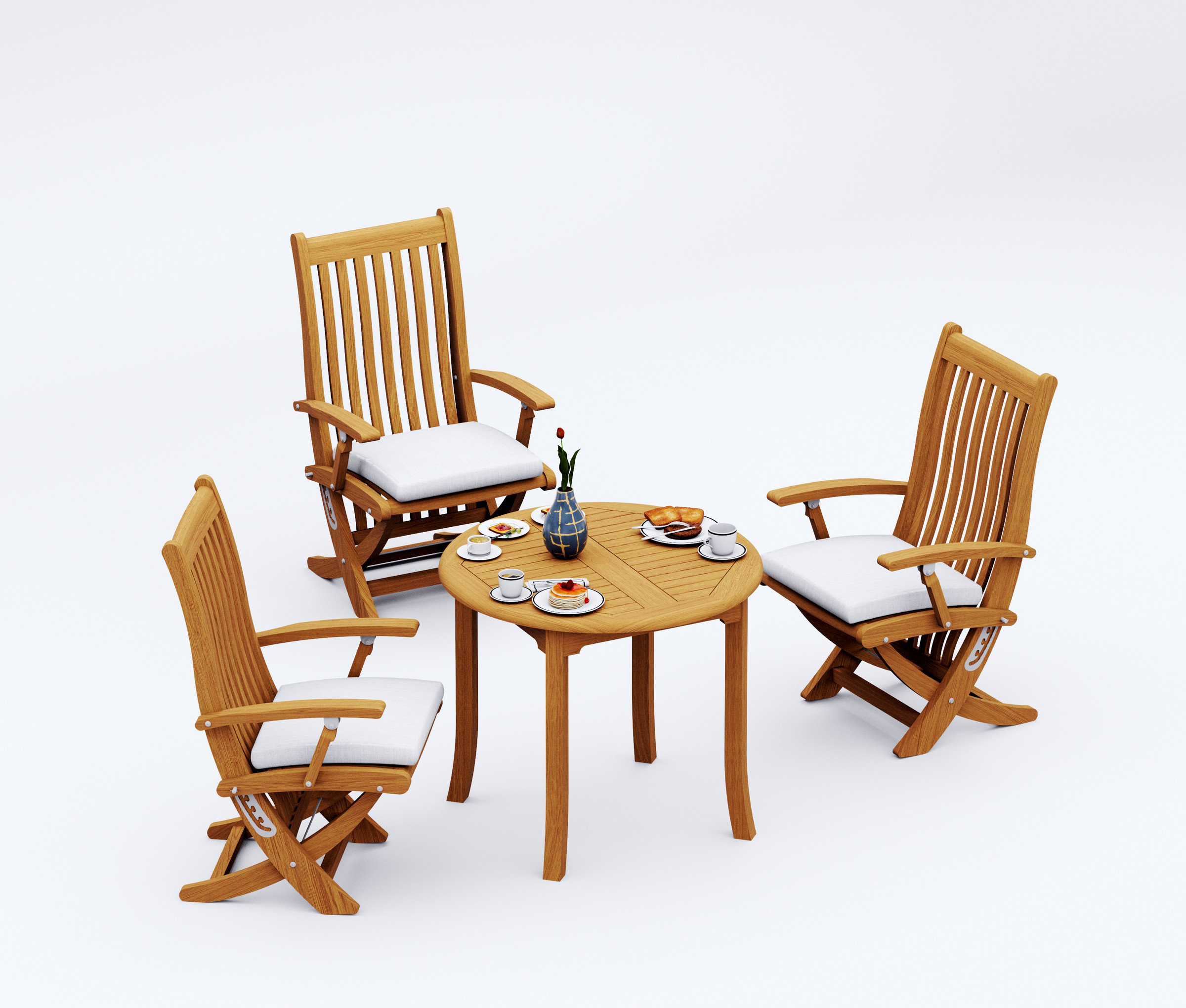 Teak Smith Warwick Round 36'' L Outdoor Table Set | Wayfair