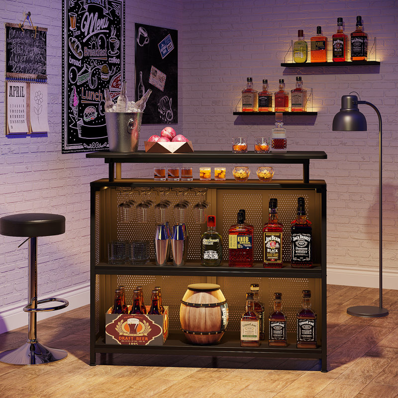 Latitude Run® 3 Tier Bar with Wine Storage & Reviews | Wayfair