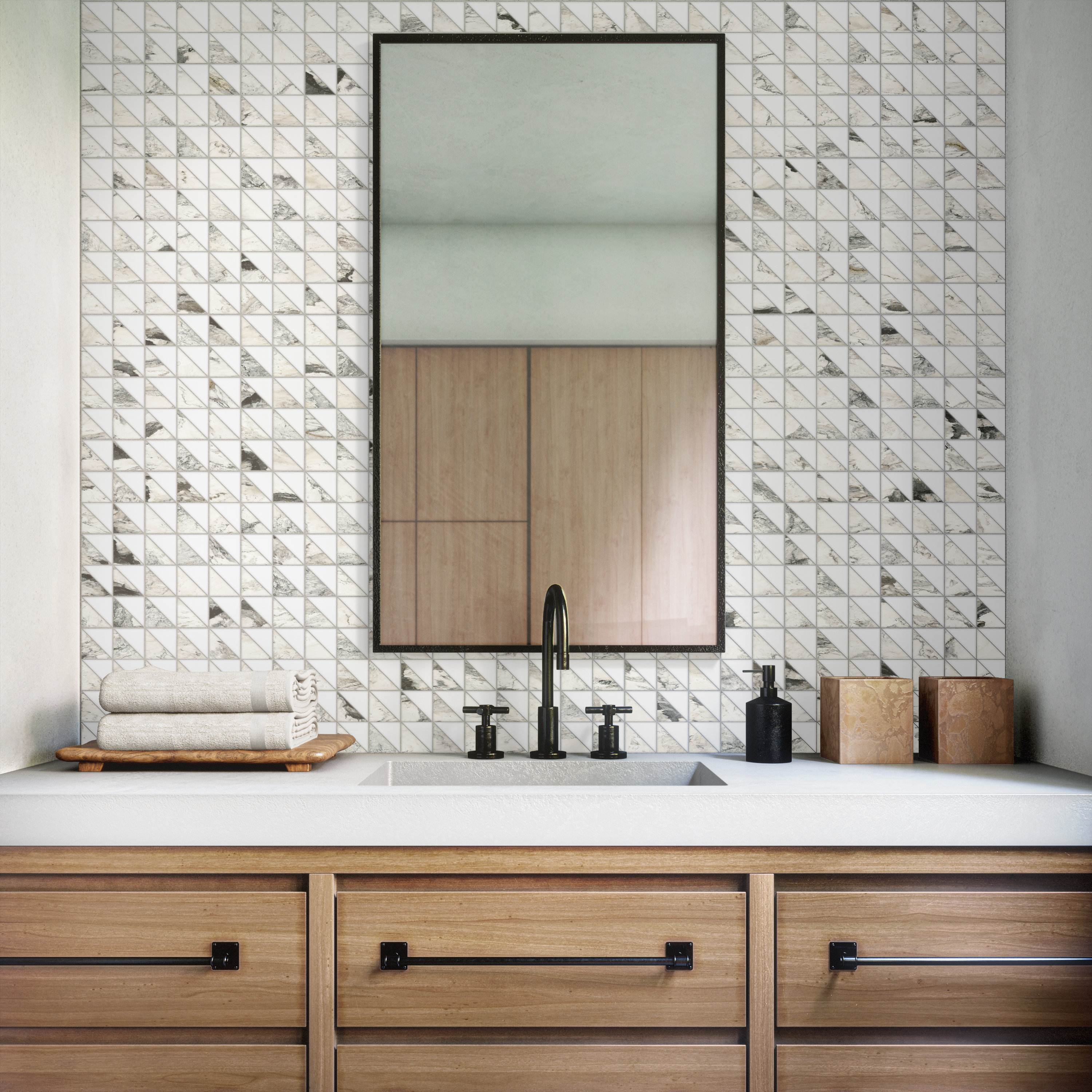 Daltile Gamma Natural Stone Triangle Wall and Floor Mosaic Tile (Set of ...