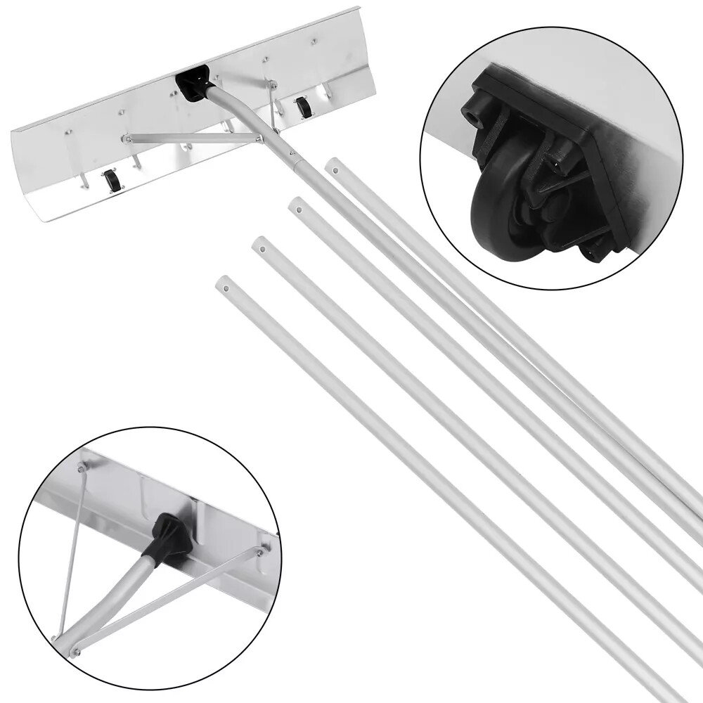Wewdigi 20ft Extendable Snow Roof Rake with 25" Plastic Blade ...
