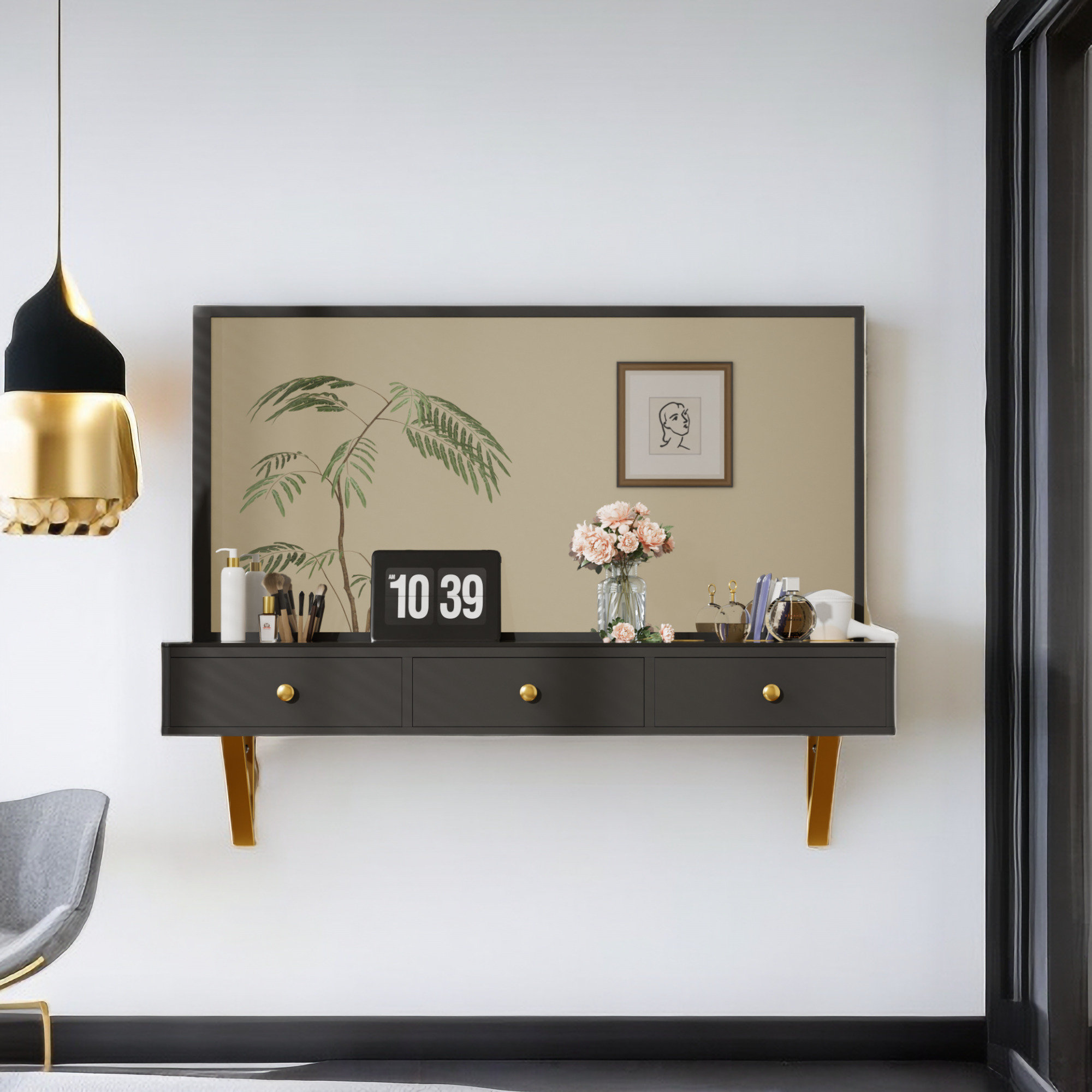 Mercer41 Carsdale Wall-Mounted Vanity Table with Drawer | Wayfair