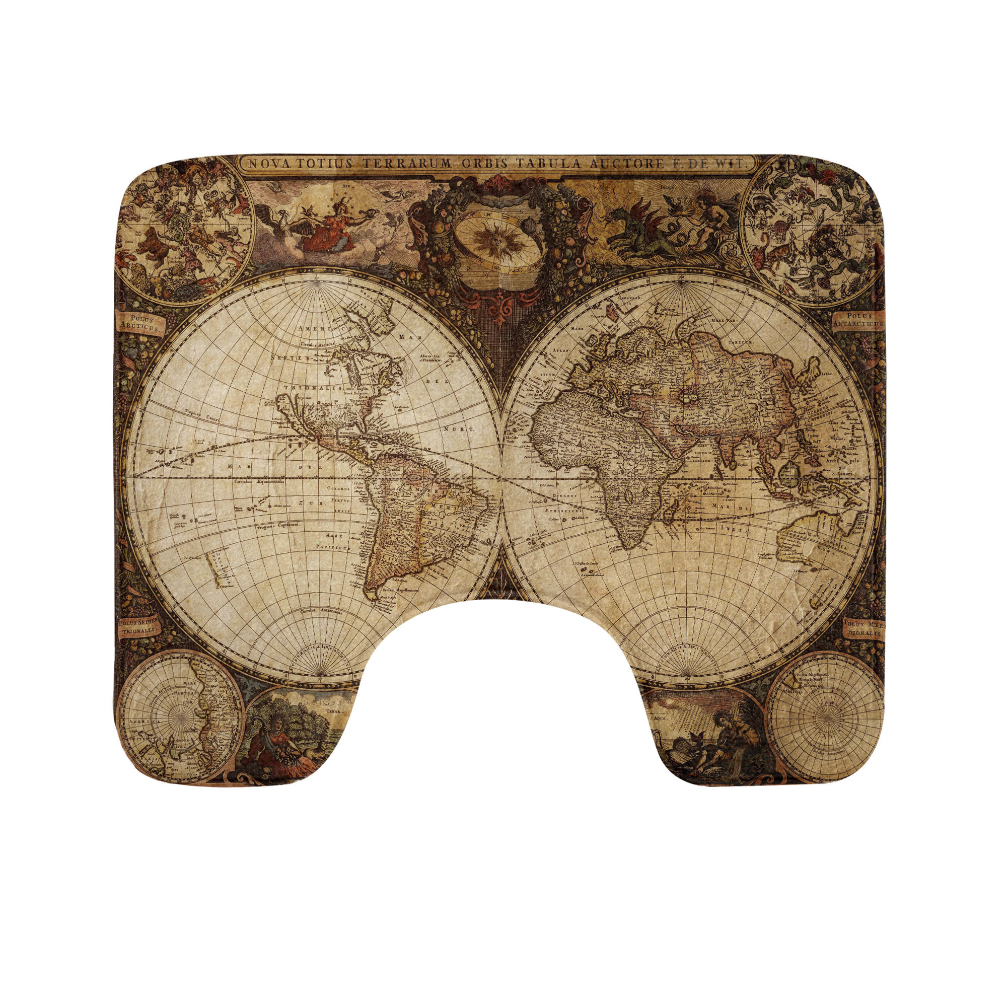 Fleur De Lis Living World Map Toilet Mat U-Shape Bathroom Rug 20 ...