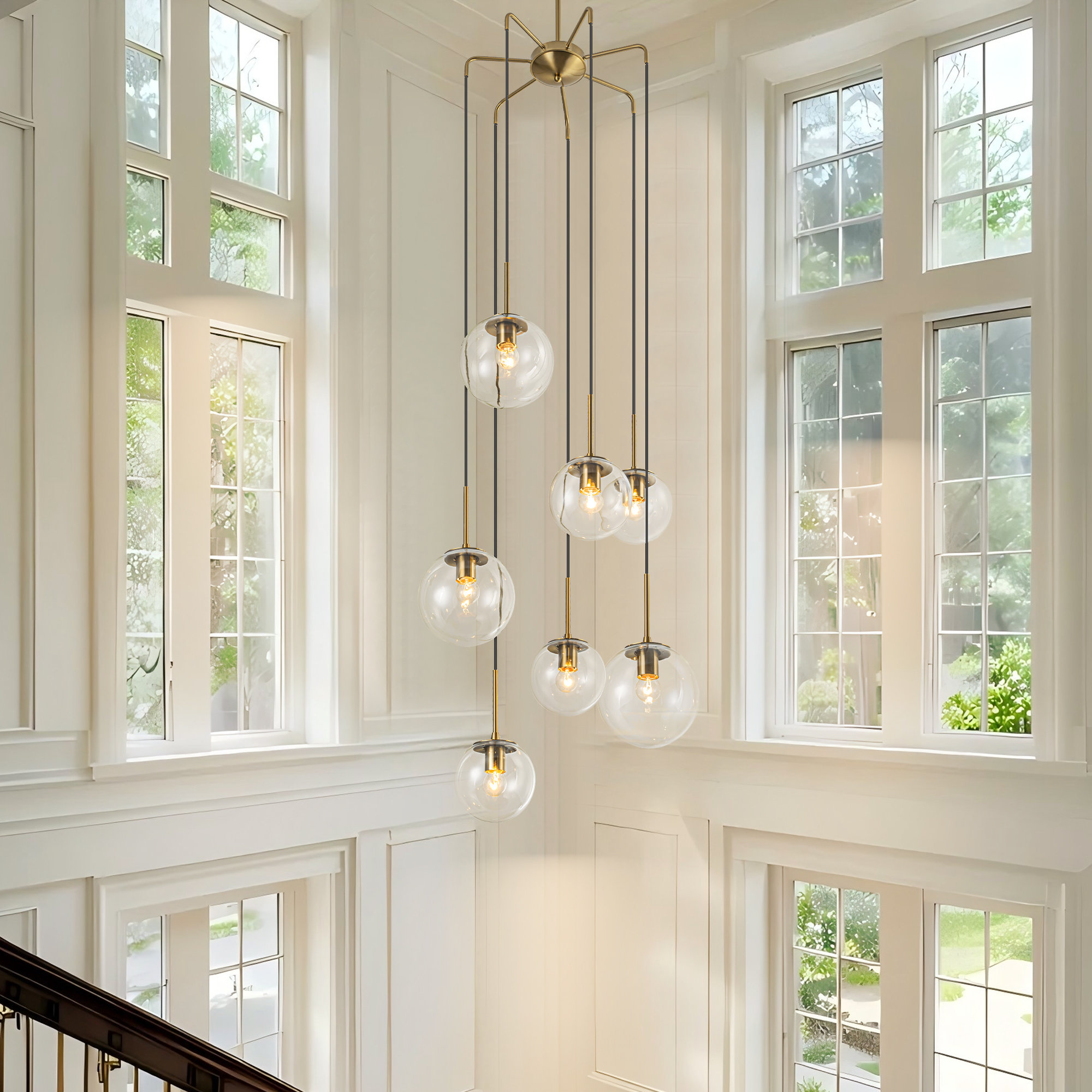 Mercer41 Arclite 7 - Light Dimmable Modern Cluster Globe Sphere Clear ...