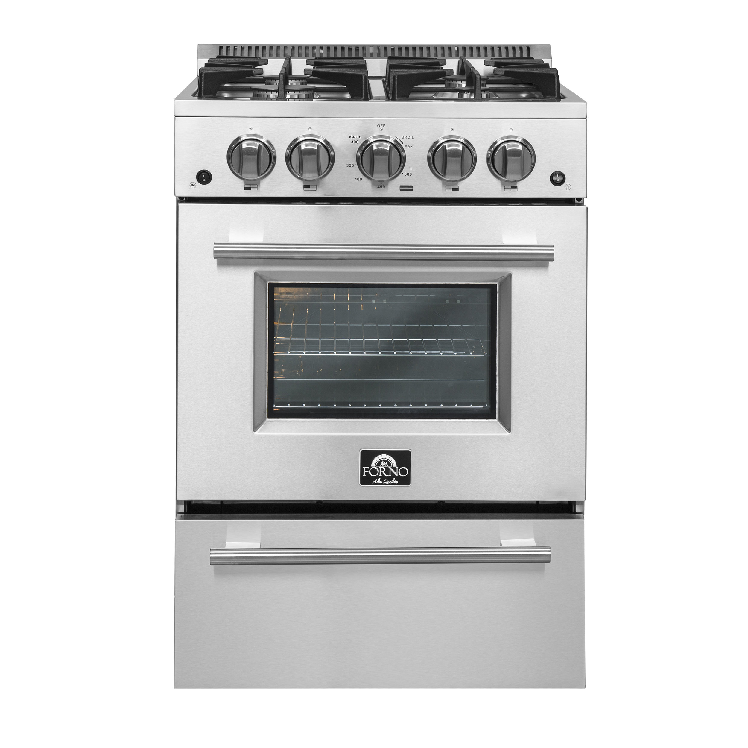 Forno Breno 24-inch Gas Range, 4 Sealed Burners 38,000 BTU, 2.3 cu.ft ...