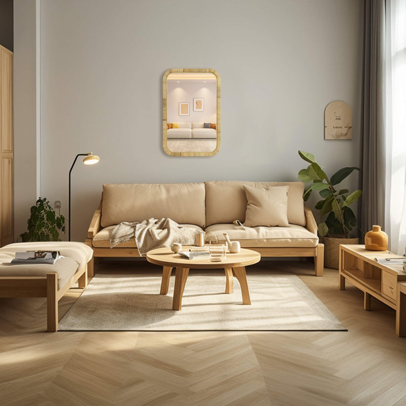 Bay Isle Home™ 24"×36" Handmade Rattan Framed Wall Mirror, Rustic ...