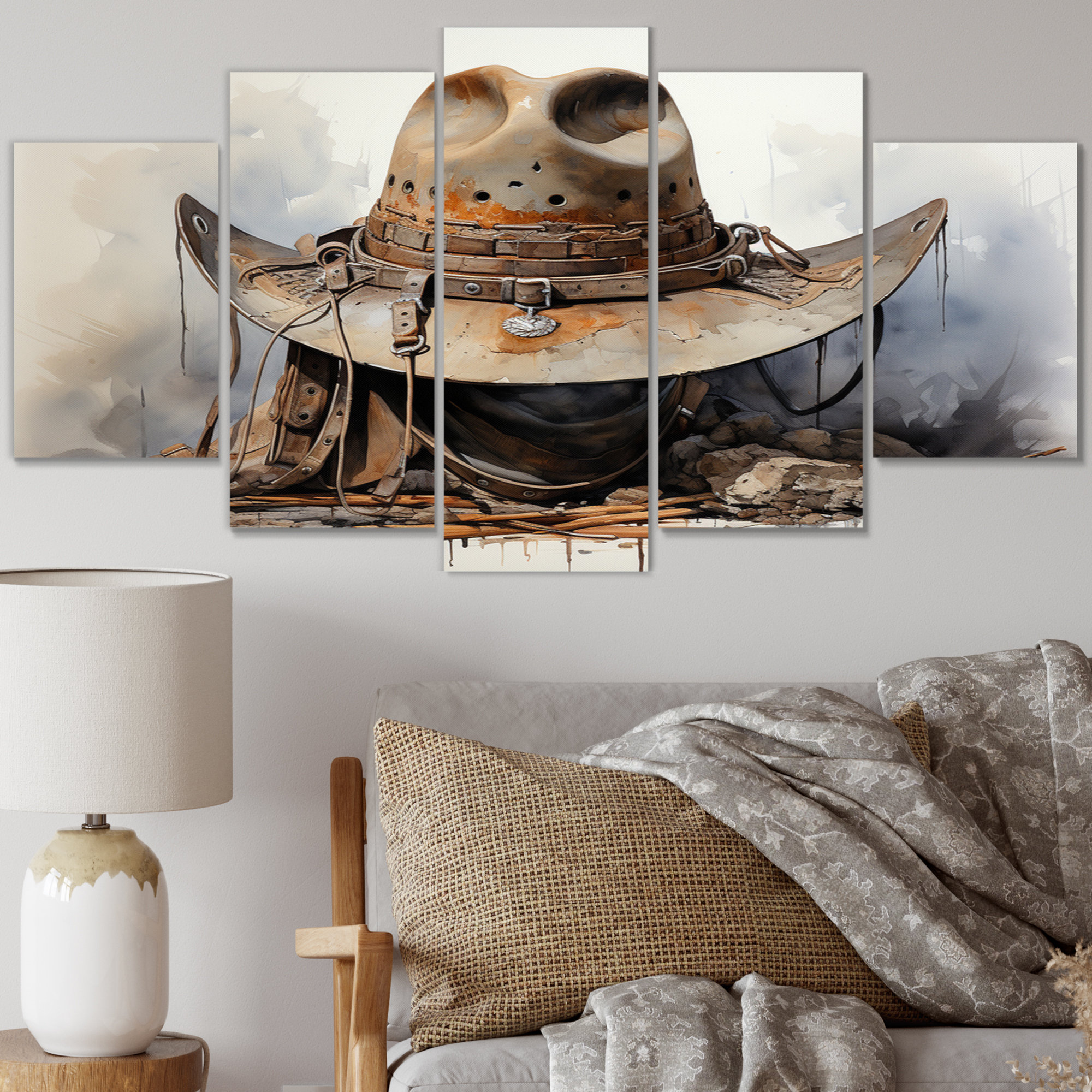 Design Art Minimalism Cowboy Hat III - Cowboys Metal Wall Decor Set 5 ...