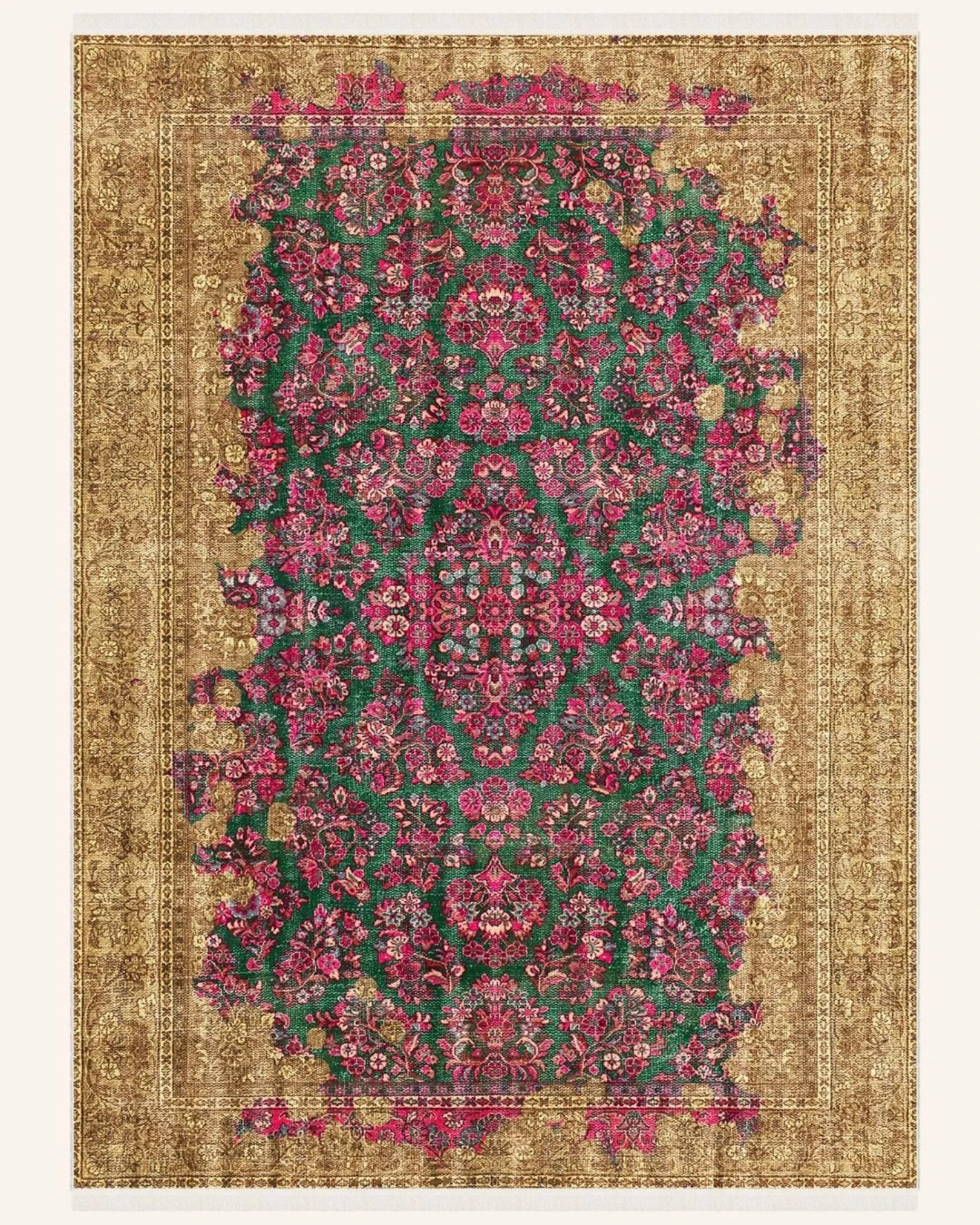 Bungalow Rose Timpanogos Oriental Yellow Fuschia Machine Woven Cotton ...