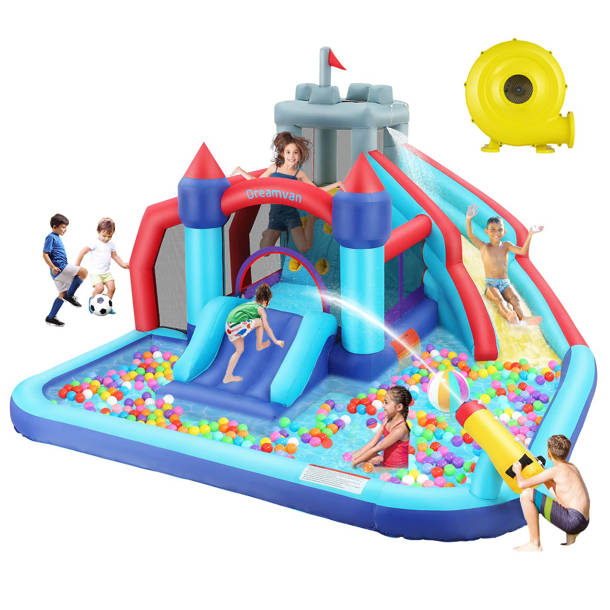 Sunny & Fun 13.1' x 15.9' Bounce House with Water Slide and Air Blower ...