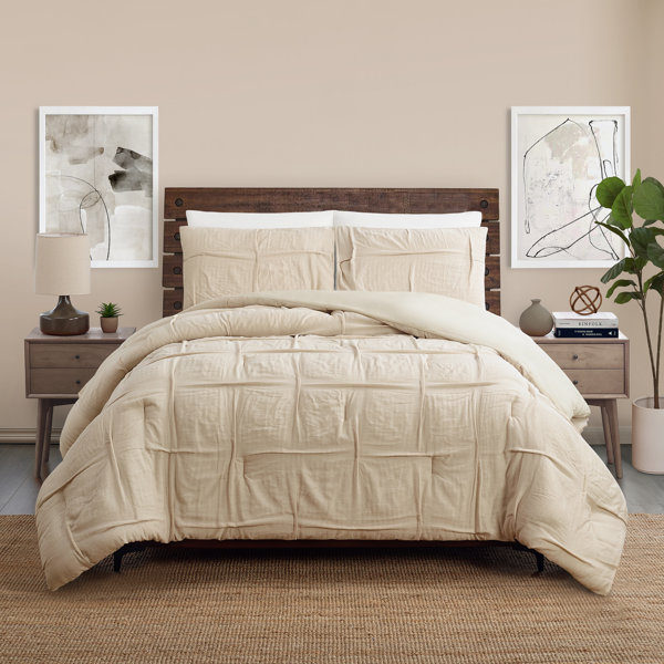 Laurel and Mayfair Riley Pleated Comforter Set in Natural & Reviews ...