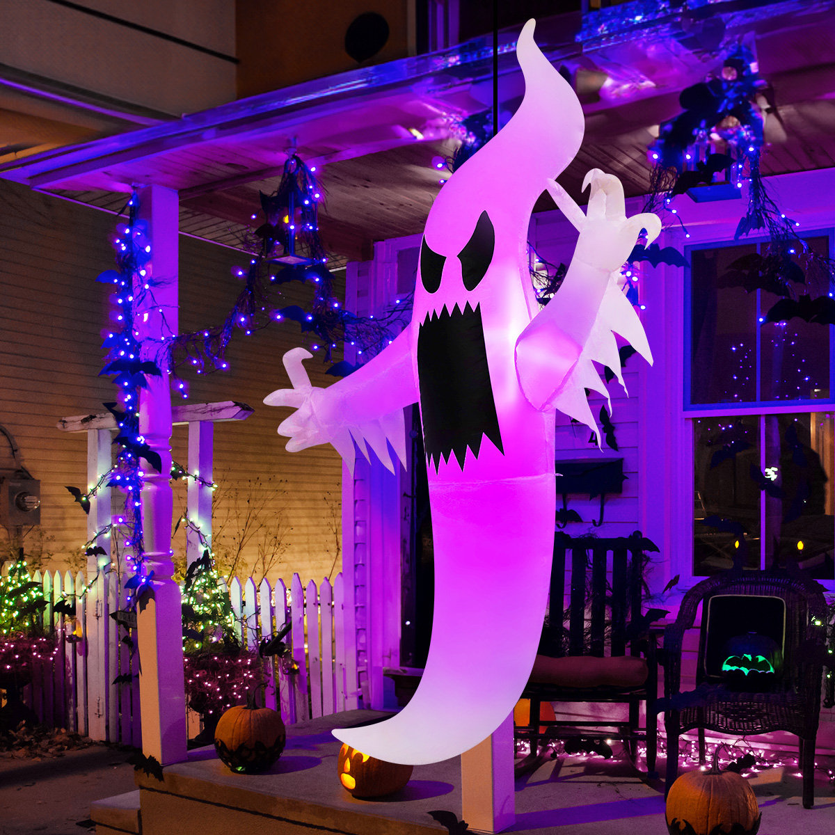 The Holiday Aisle® Halloween Inflatables 6 FT Hanging Ghost Inflatable ...