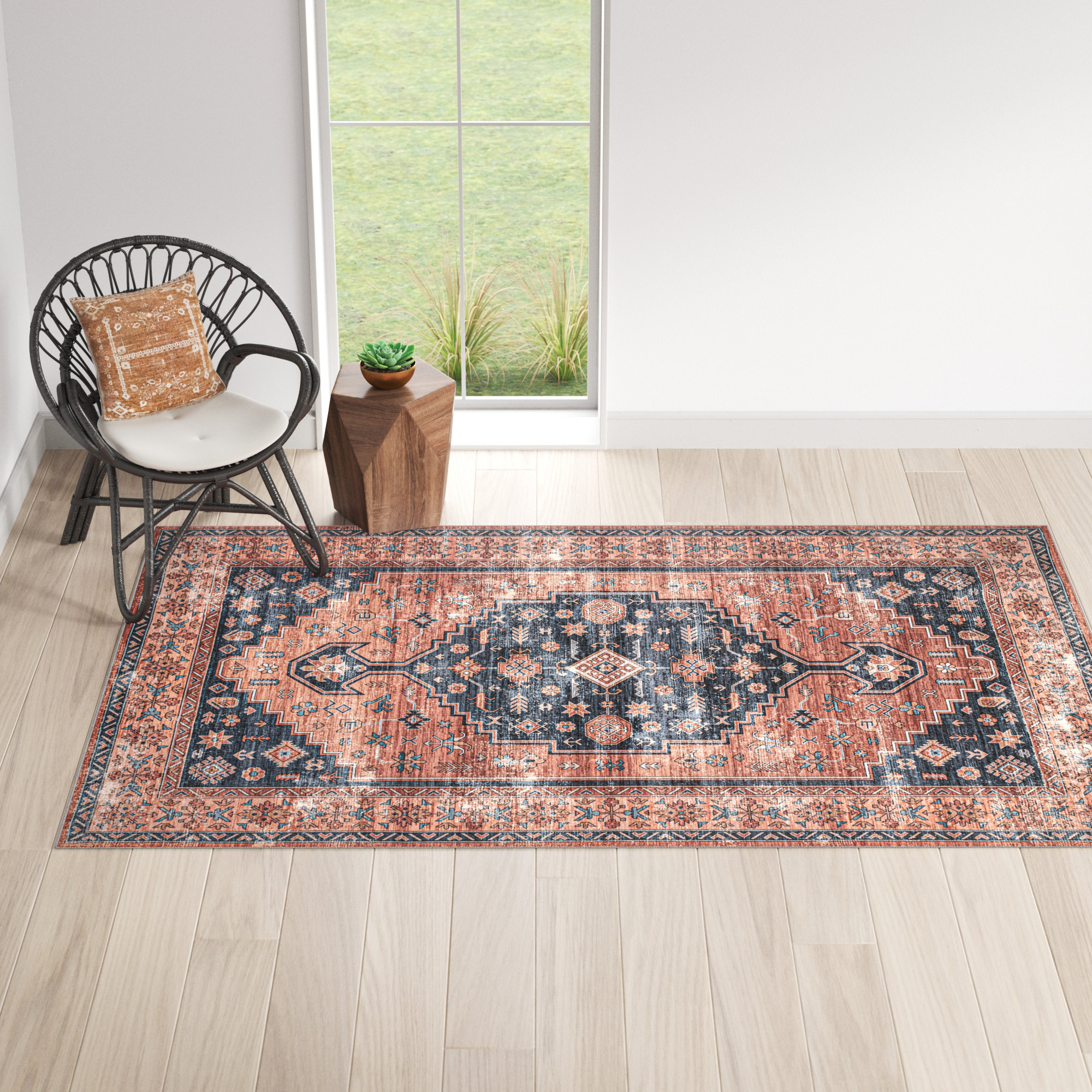 Mistana™ Medallion Medallion Machine Washable Runner Rug for Living ...