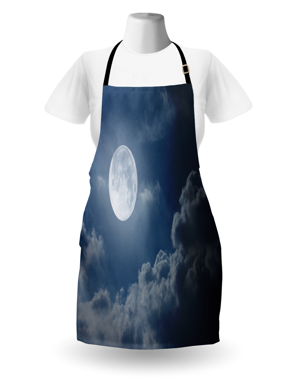 East Urban Home Moon Apron Unisex, Night Skyline Full Moon, Adult Size ...