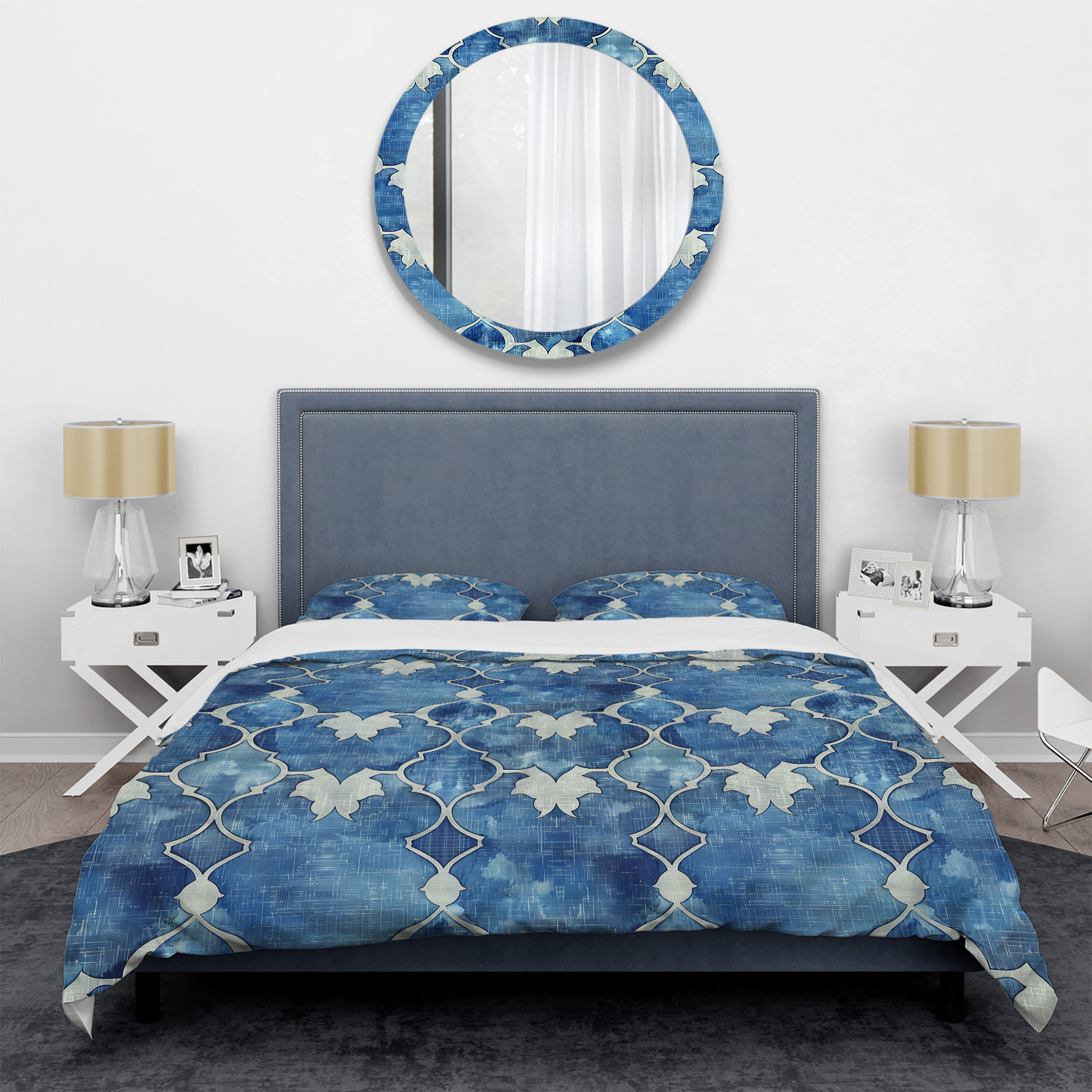 Design Art Blue Modern Quatrefoil Pattern V - Modern Duvet Cover Set ...