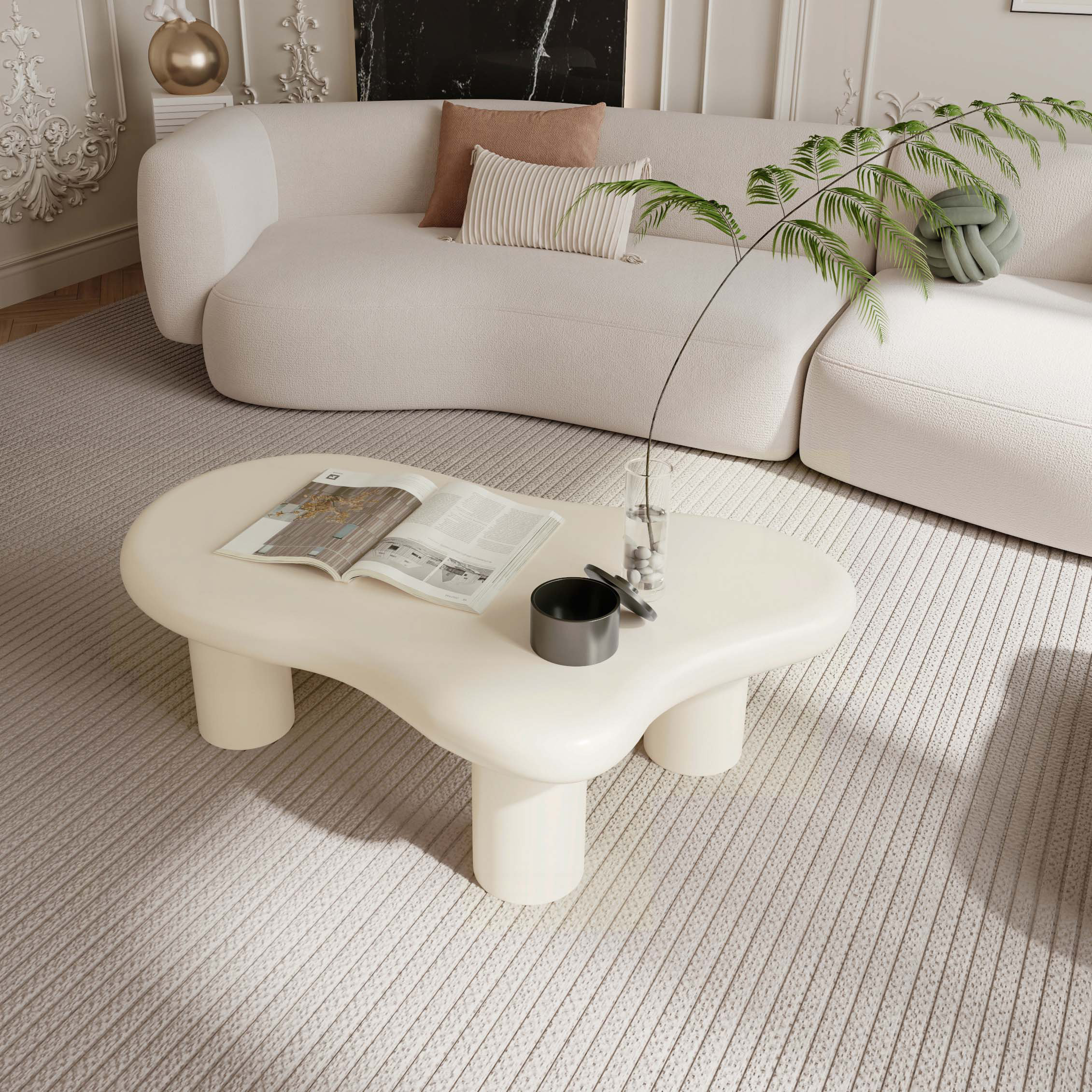 Ivy Bronx Coffee Table With 3 Ball Legs, Irregular Table Top - Wayfair ...