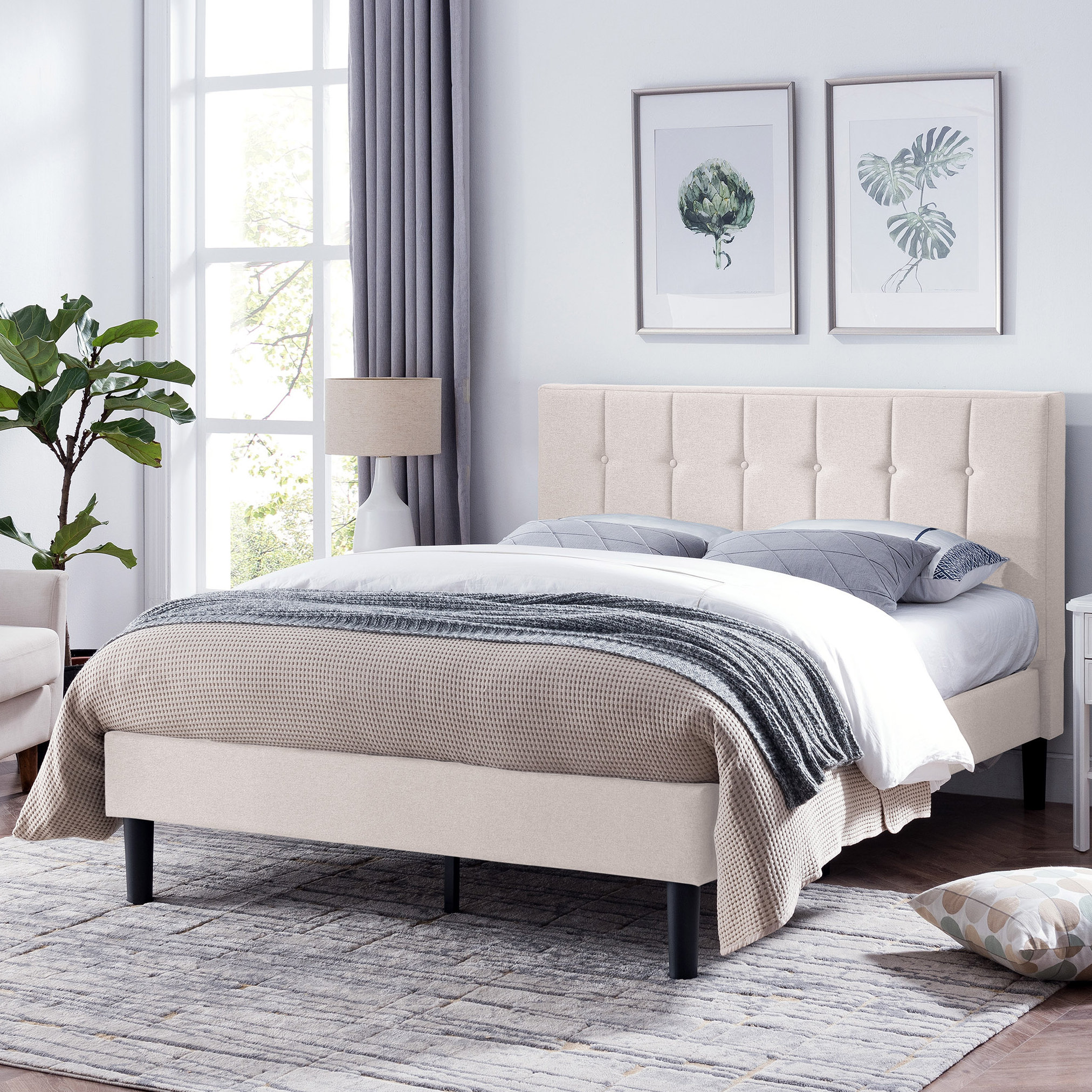 Charlton Home® Geno Queen Tufted Upholstered Standard Bed & Reviews | Wayfair