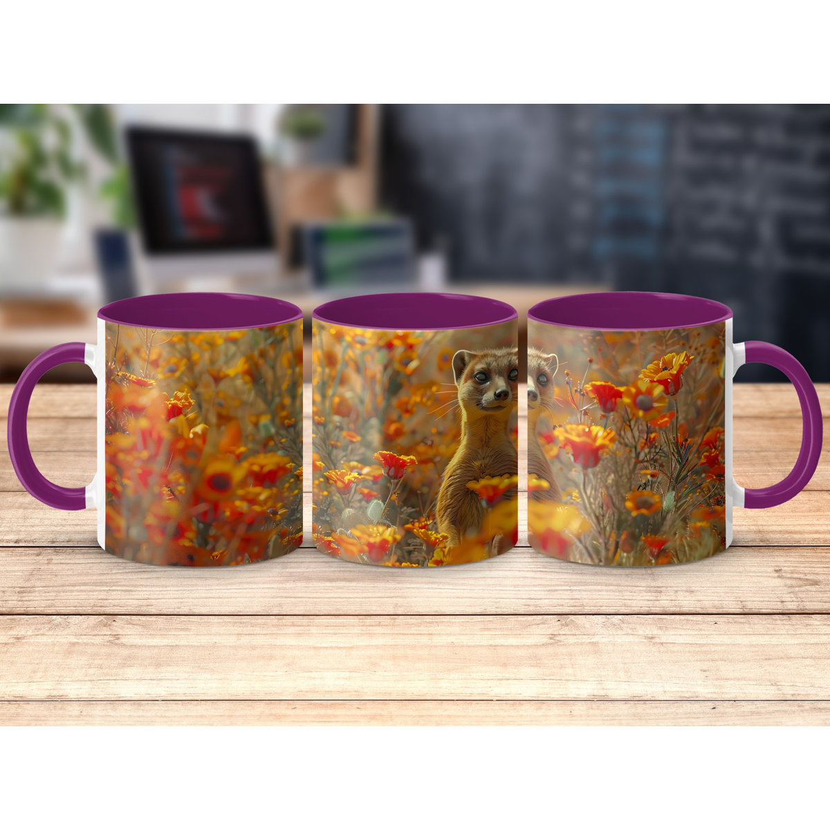 East Urban Home Set of 4 Realistic Animal Design 11oz Accent Mugs ...