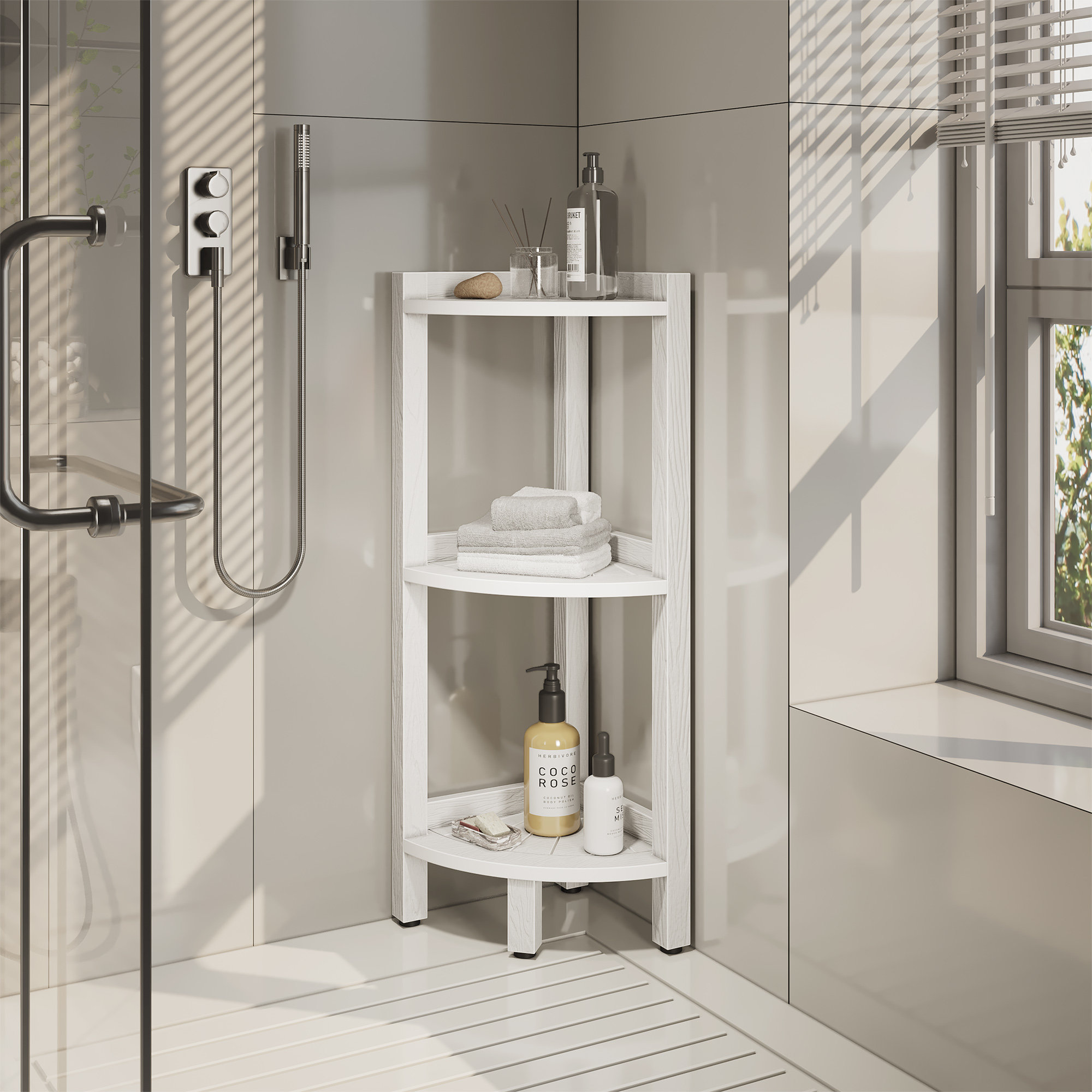 Ebern Designs Almonta Bathroom Corner Shelves & Reviews | Wayfair