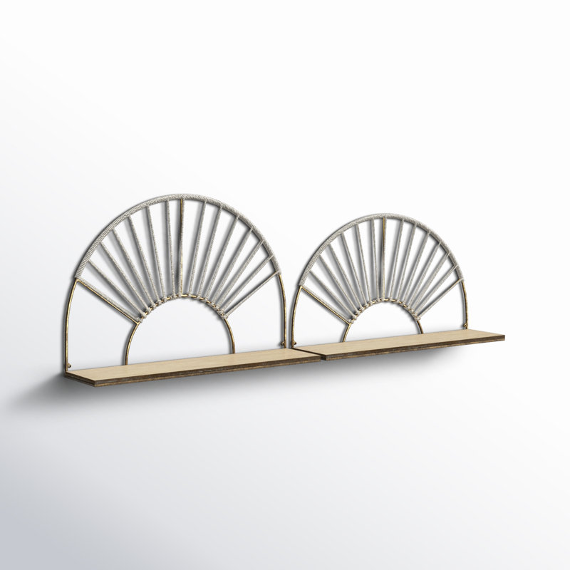 Mistana™ Teen Set of 2 Arched Wall Shelves Glam Modern Gold Metal and ...