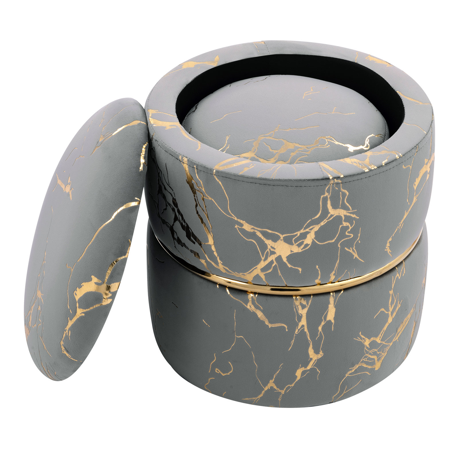 Mercer41 2-Piece Circular Storage Function Stool With Detachable Vanity ...