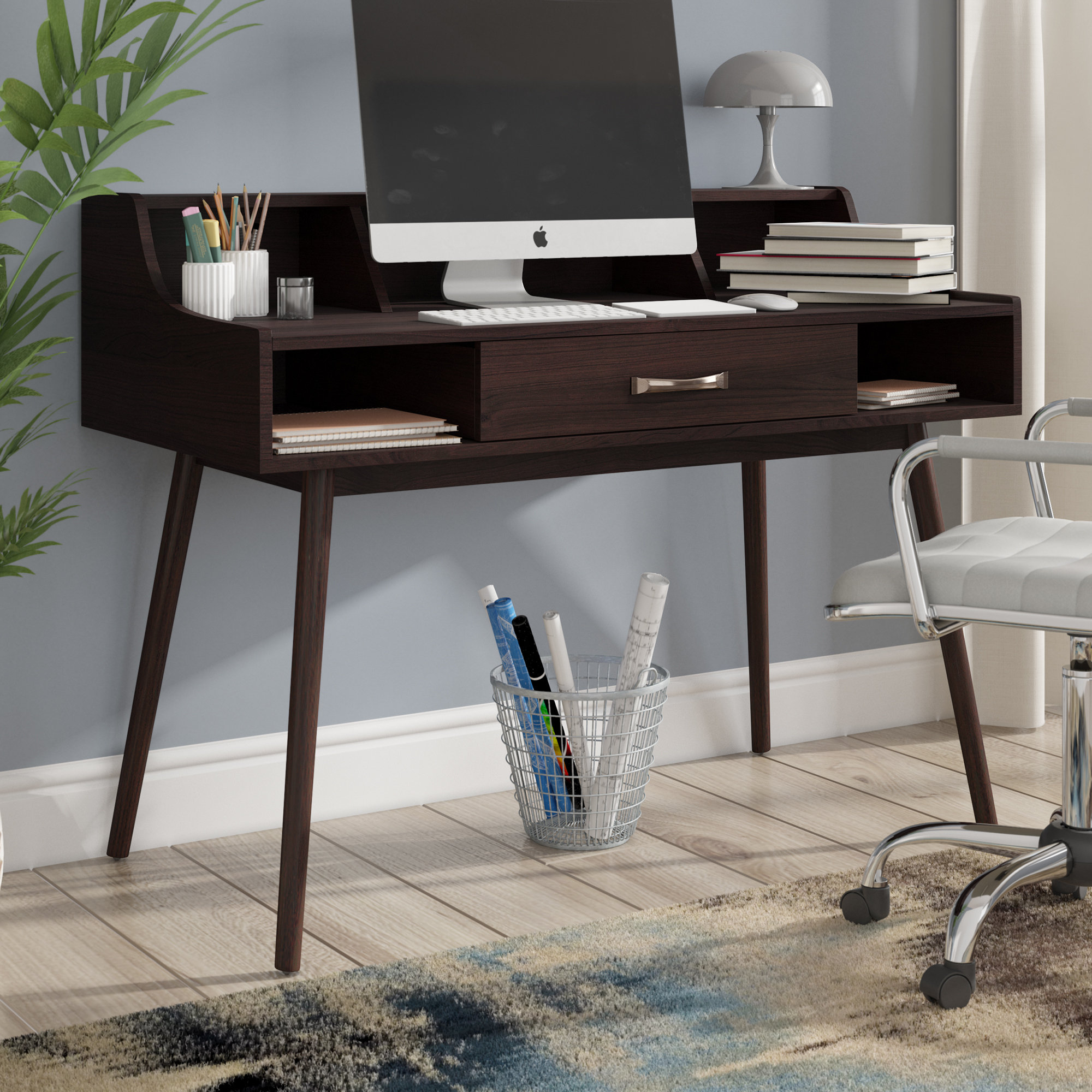 Wrought Studio Rolland Secretary Desk Classic mid-century charm paired ...