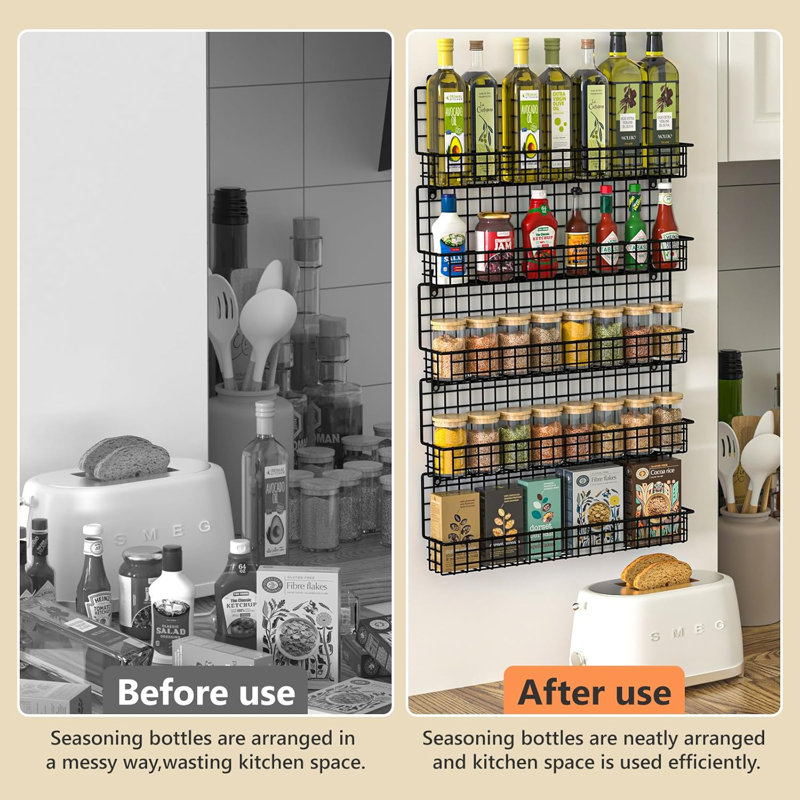 Prep & Savour Spice Rack Organizer Wall Mounted 5-Tier Stackable ...