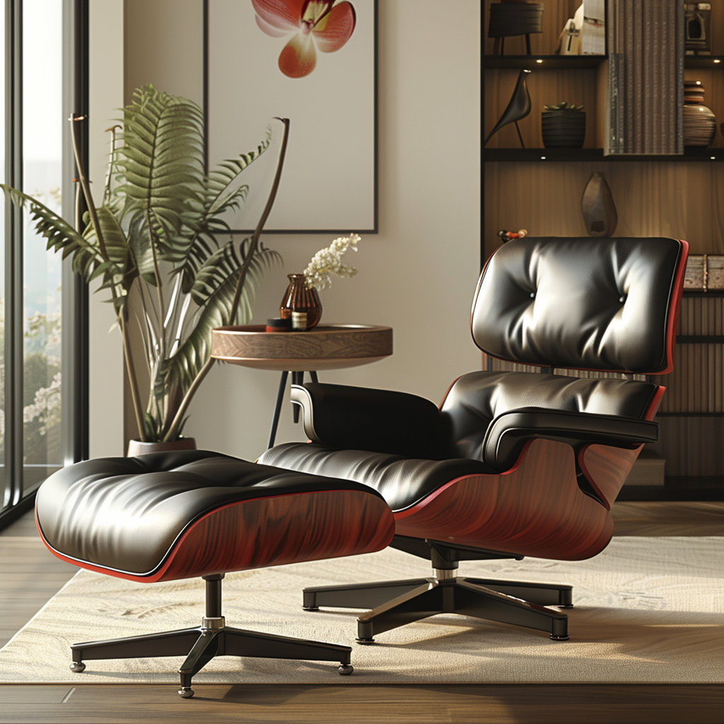 Corrigan Studio Genuine Leather Swivel Lounge Chair With Ottoman | Wayfair