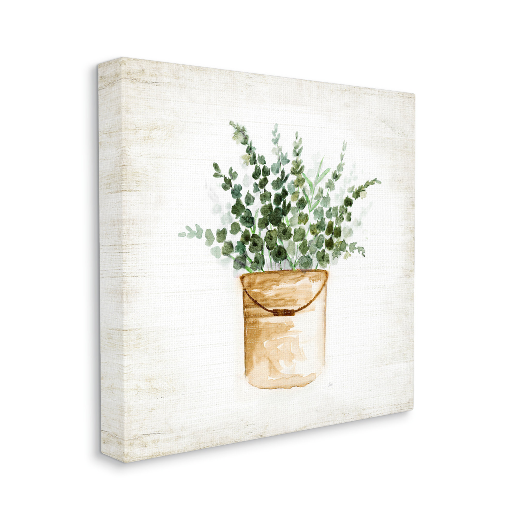 Winston Porter Rustic Eucalyptus Planter On Canvas by Nan Print | Wayfair