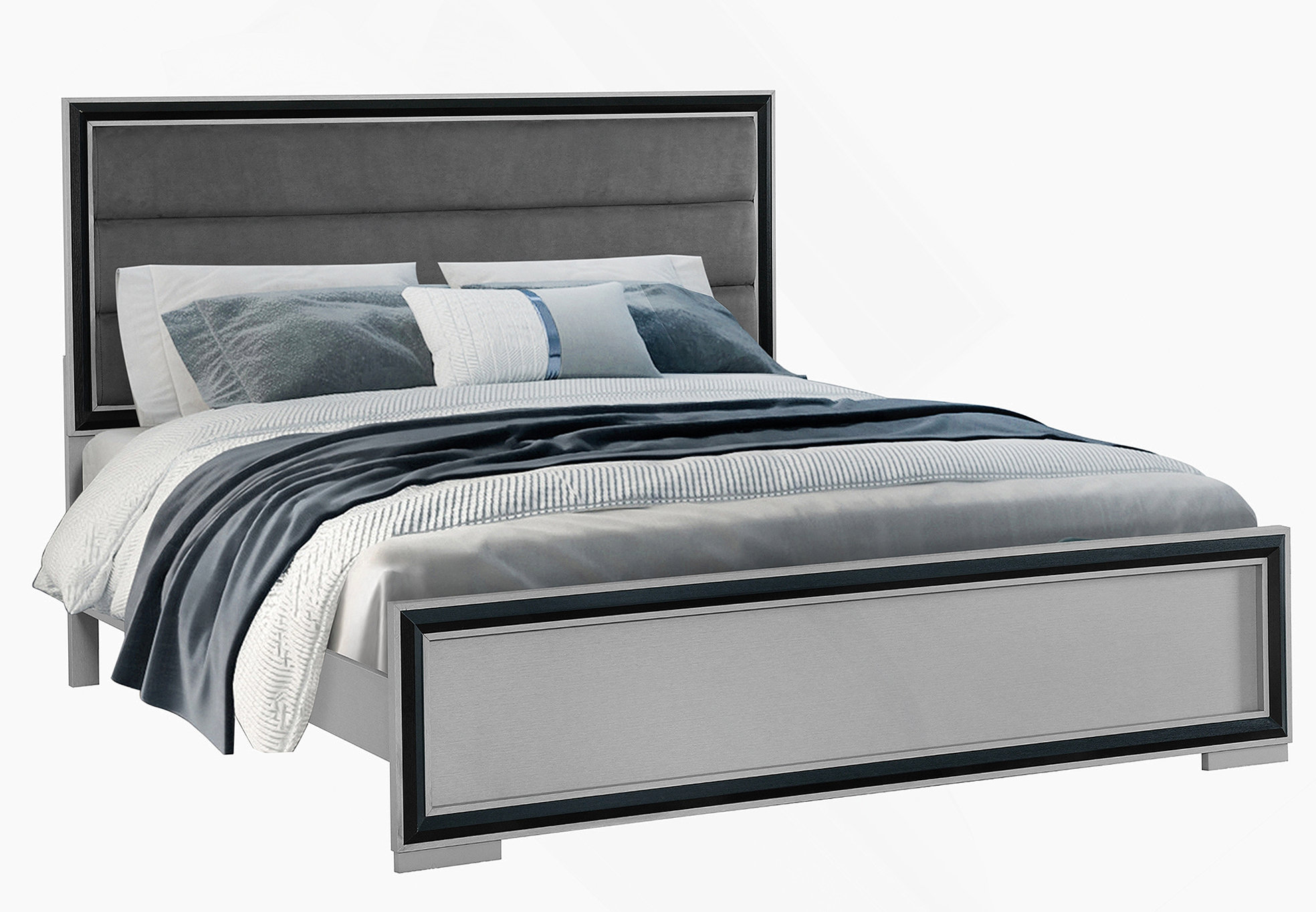 Brayden Studio Adelaide Grey Black Queen Bed W/Led - Wayfair Canada