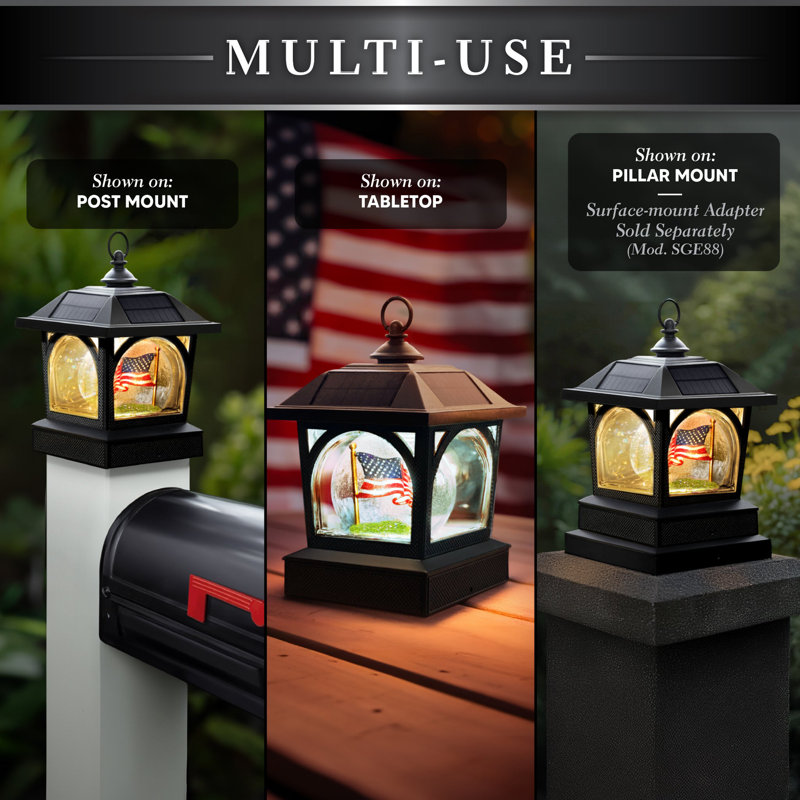 CLASSY CAPS MFG Classy Caps Solar USA Patriot Table Lantern/Post Cap ...
