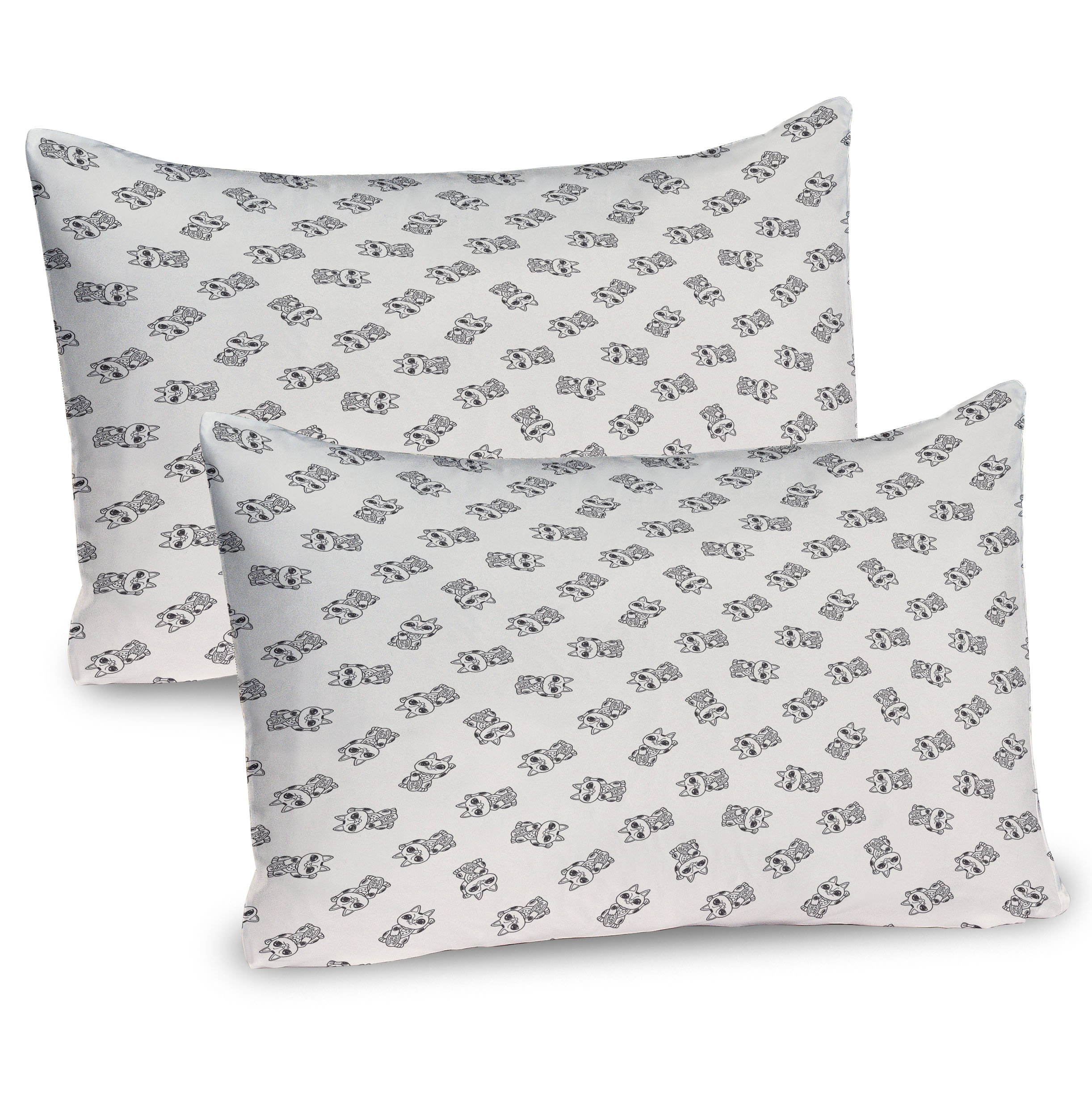 Ambesonne Japanese Cat Pillow Sham 2 Pack Monochrome Kitten Art ...