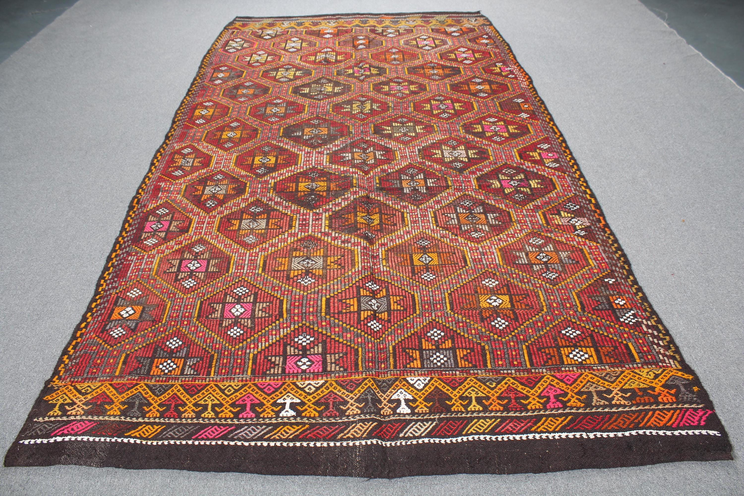 Bungalow Rose Authentic Turkish Kilim Wool Rug: Vintage Embroidered ...