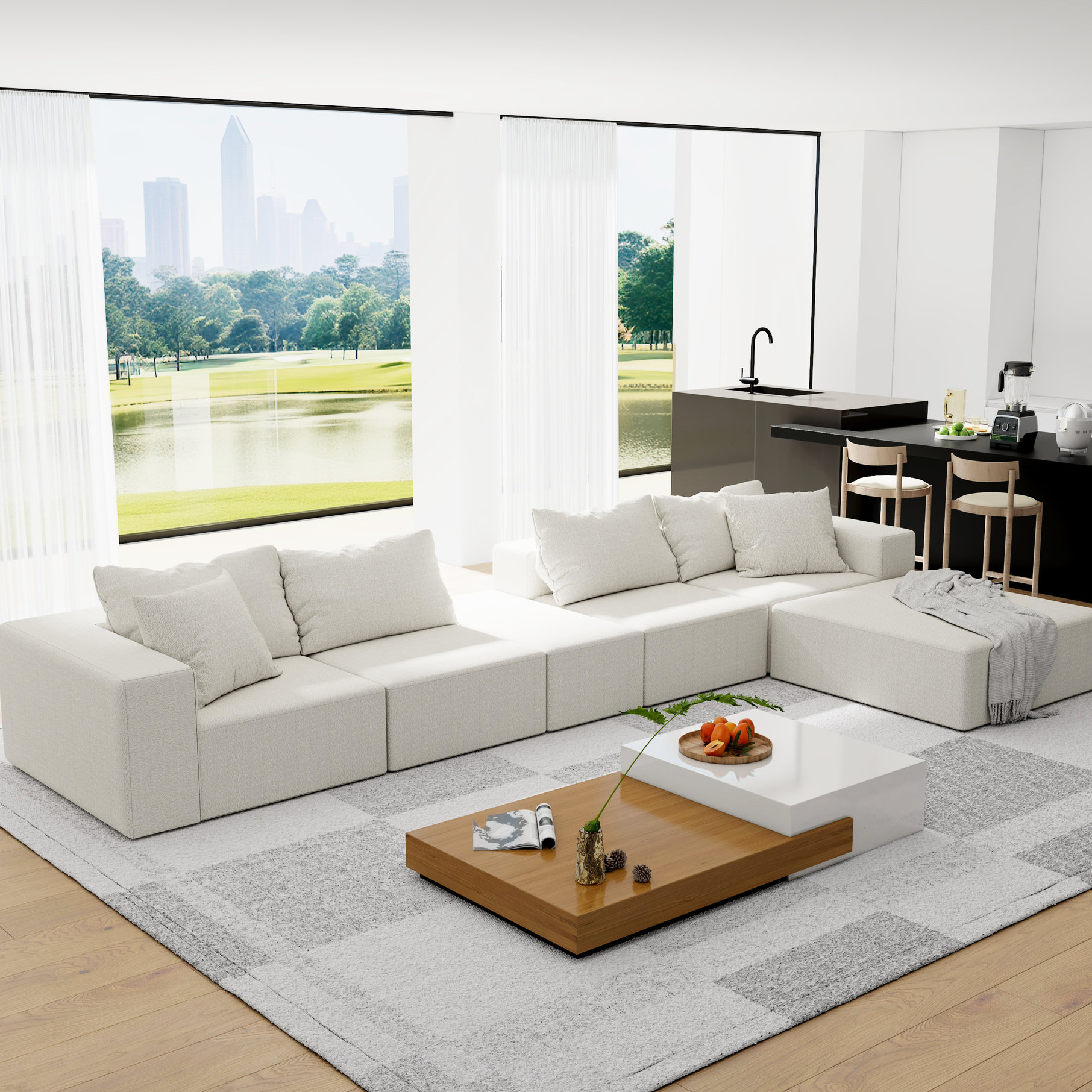 Latitude Run® Modern Upholstered Bedroom Sectional - L Shaped, Chenille ...