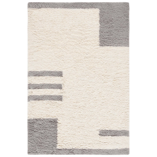 Beamer Annajean Flatweave Area Rug in Gray/Ivory | AllModern