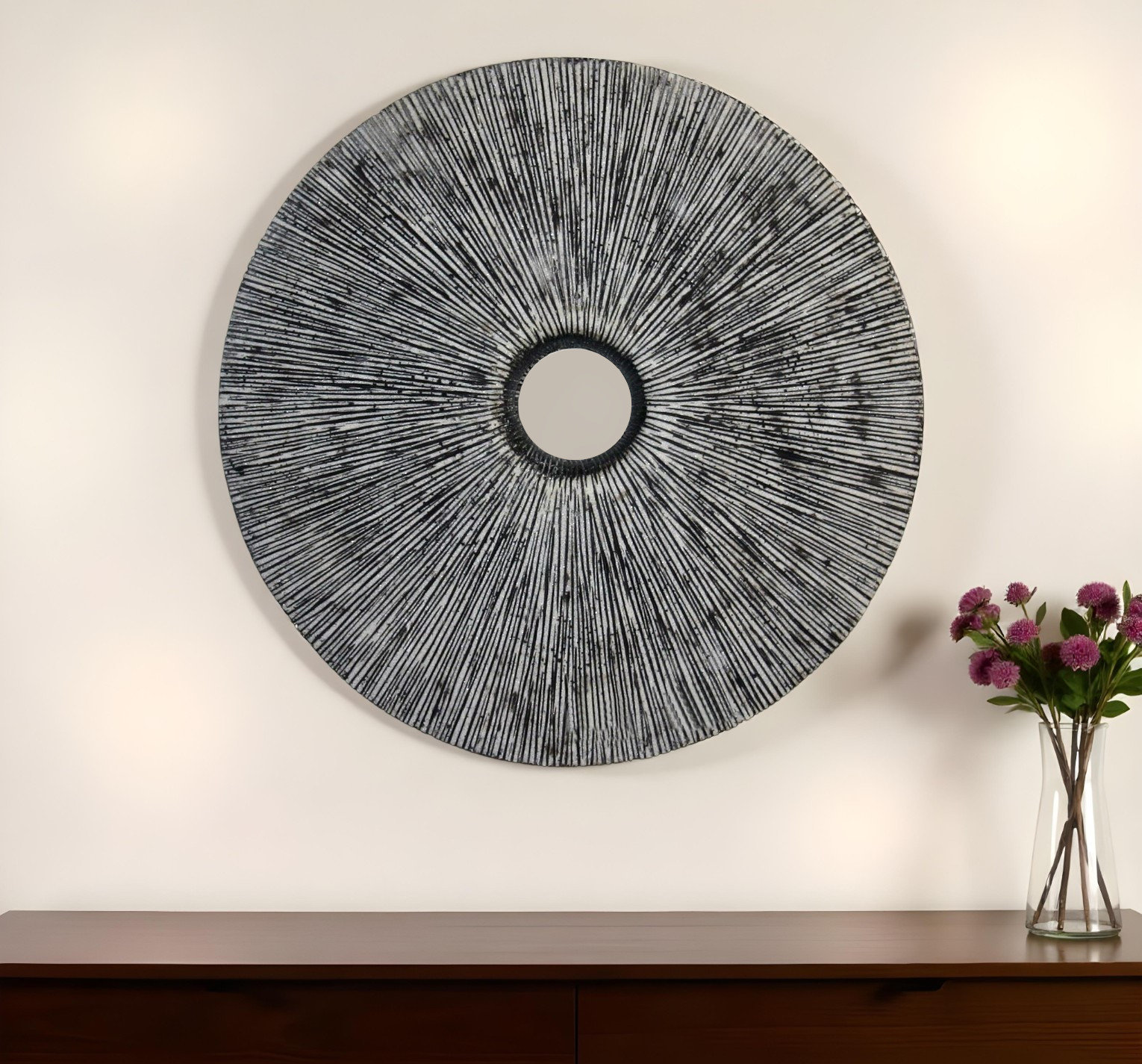 Brayden Studio® 30" X 30" Contemporary Grey Round Rib Wall Art | Wayfair