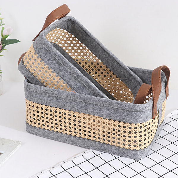 Bayou Breeze Modern Multipurpose Rattan Storage Cubes Organizer Basket ...