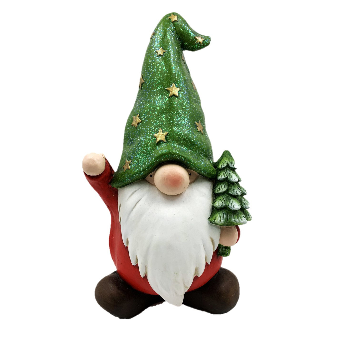 The Holiday Aisle® Christmas Garden Gnome Holding Small Tree with Green ...