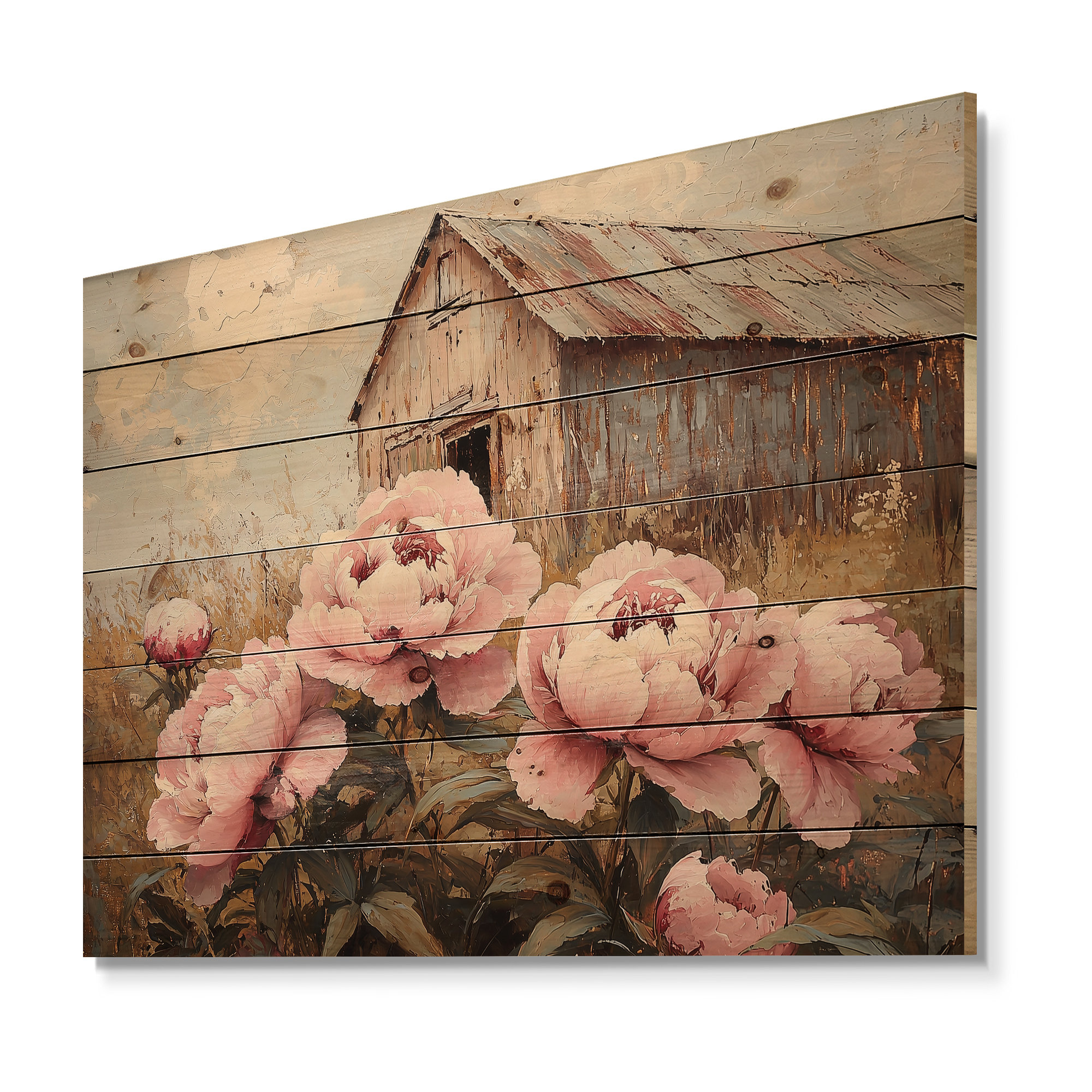 Ophelia & Co. Peonies By The Farm Fence II - Peonies Wood Wall Decor ...